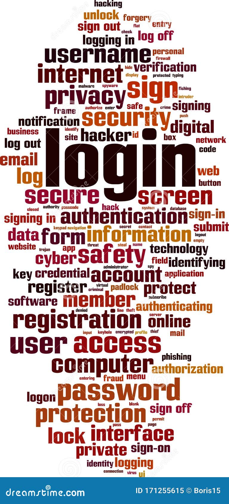 Login word cloud stock vector. Illustration of register - 171255615