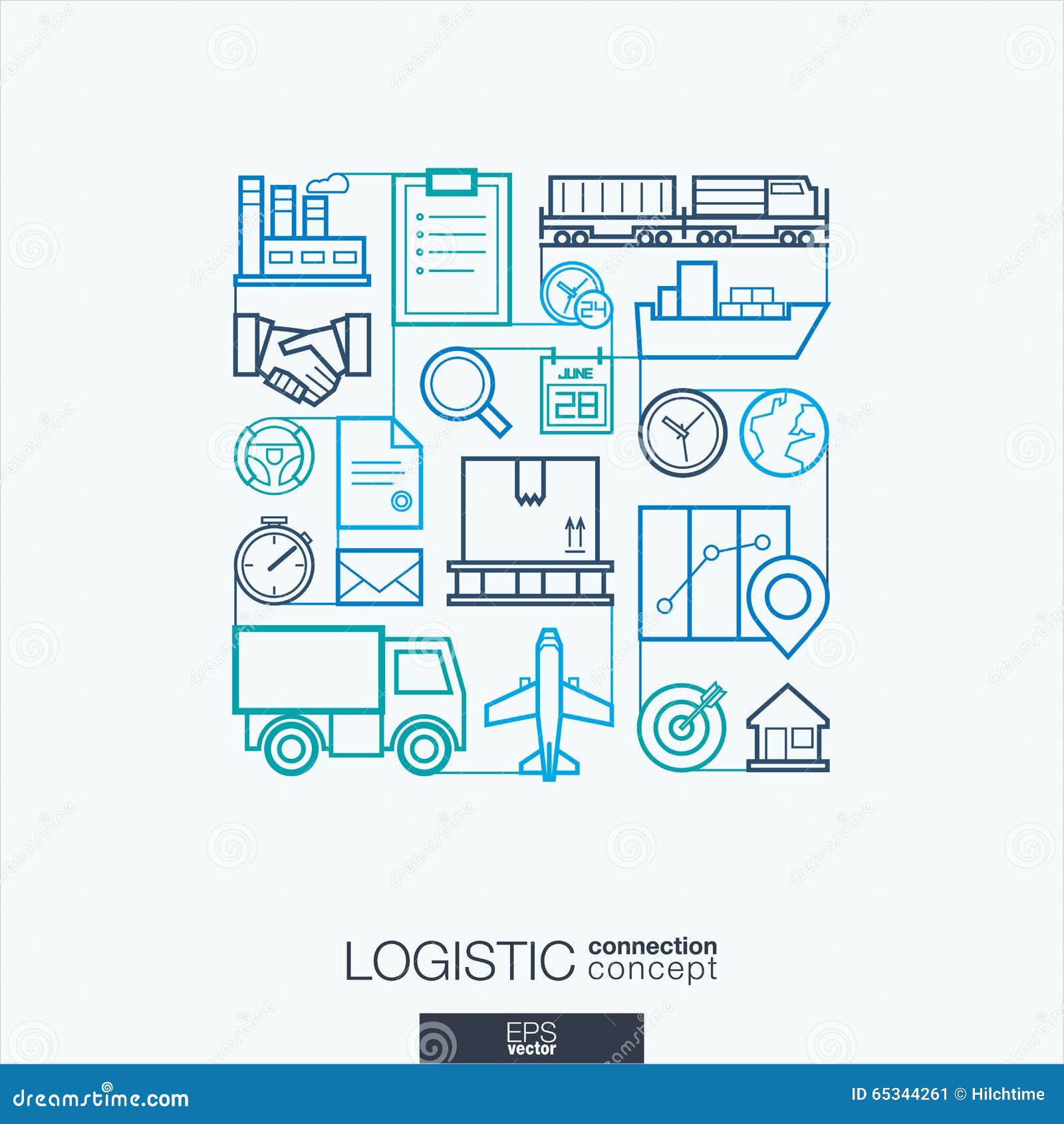 Logistic Abstract Background, Integrated Thin Line Symbols. Stock ...