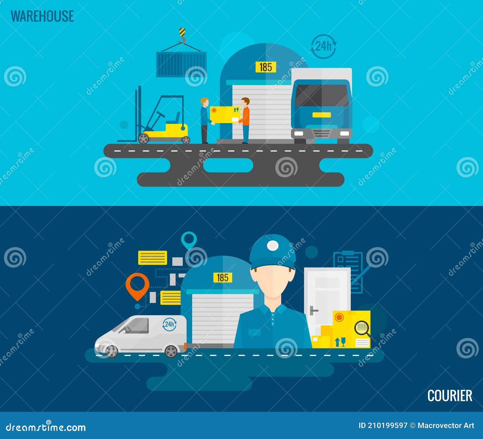 Logistic Banner Set stock vector. Illustration of operator - 210199597