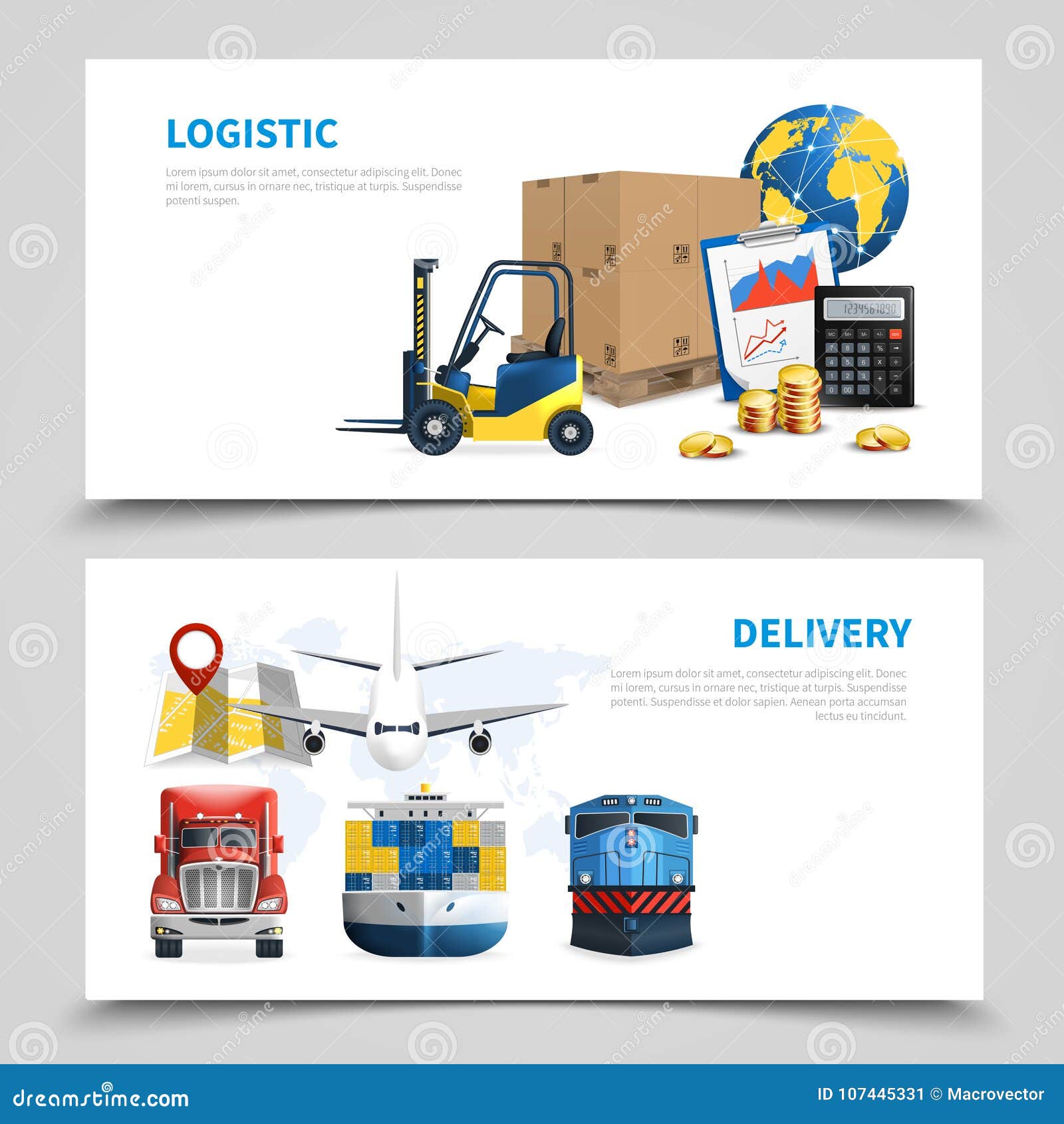 Logistic Banner Set stock vector. Illustration of decorative - 107445331