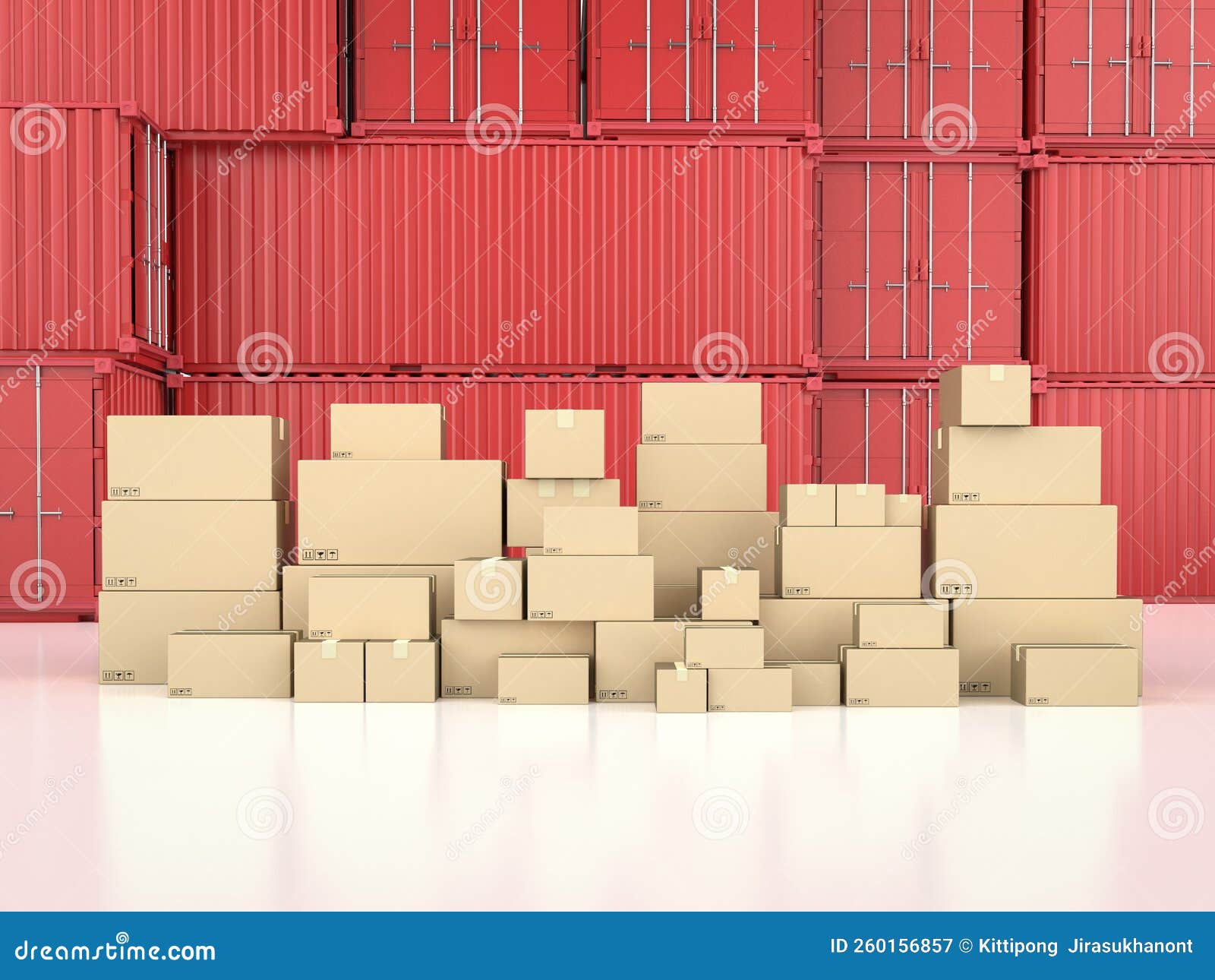 Logistic Business with Heap of Carton Boxes or Cardboard Boxes in Red ...