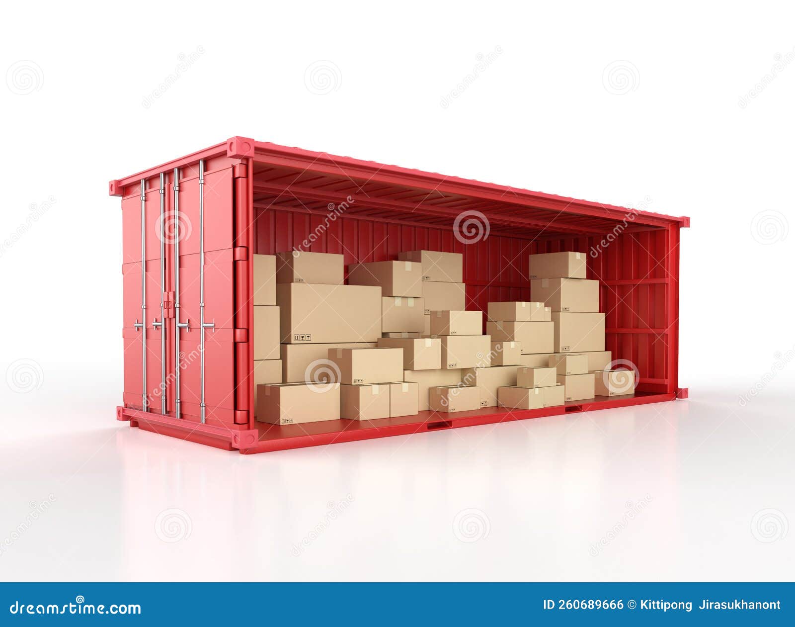 Logistic Business with Heap of Carton Boxes or Cardboard Boxes in Red ...