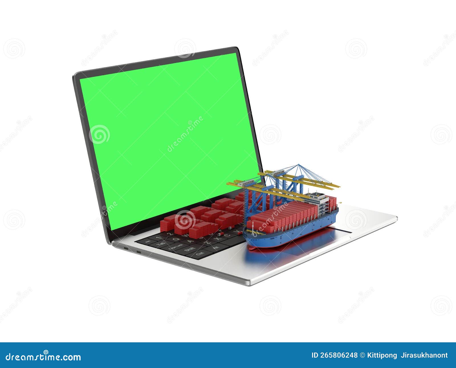 Logistic Business Report with Cargo Ship or Vessel and Containers on ...