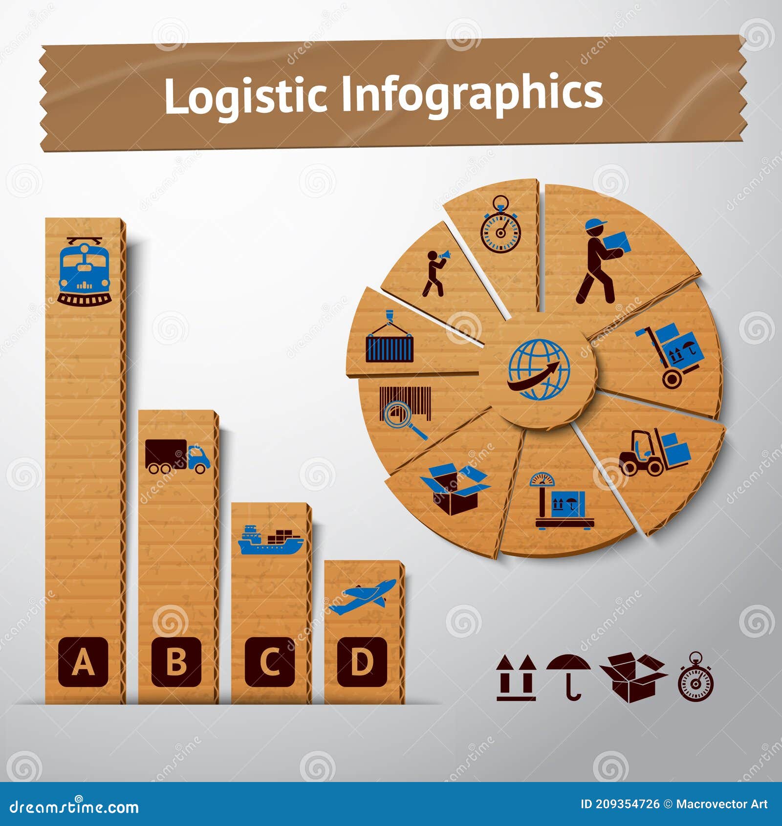 Logistic Cardboard Infographics Elements Stock Vector - Illustration of ...