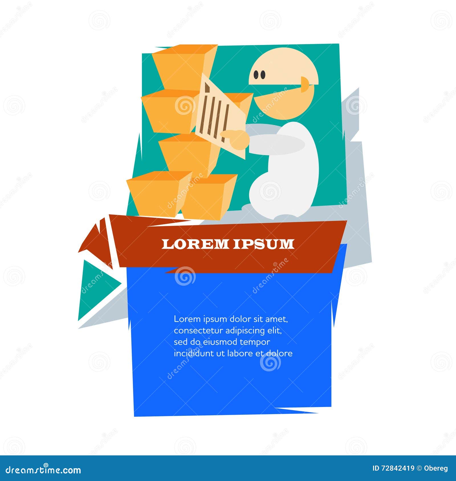 Logistic Cartoon Man in Flat Design and Modern Text Banner Stock Vector ...