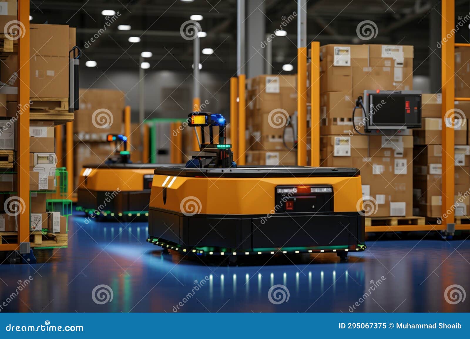 Logistic Centers Warehouse Interior Featuring An Automated Guided ...