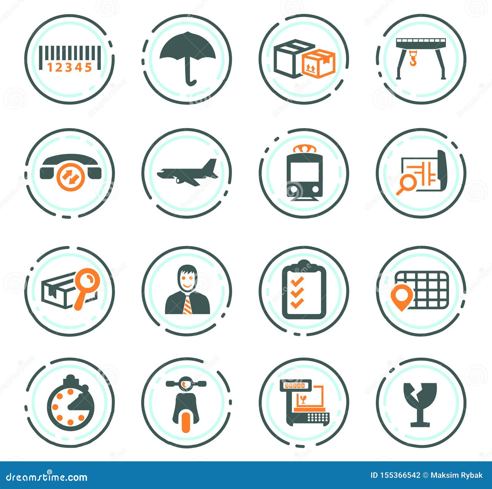 Logistic icons set stock vector. Illustration of internet - 155366542