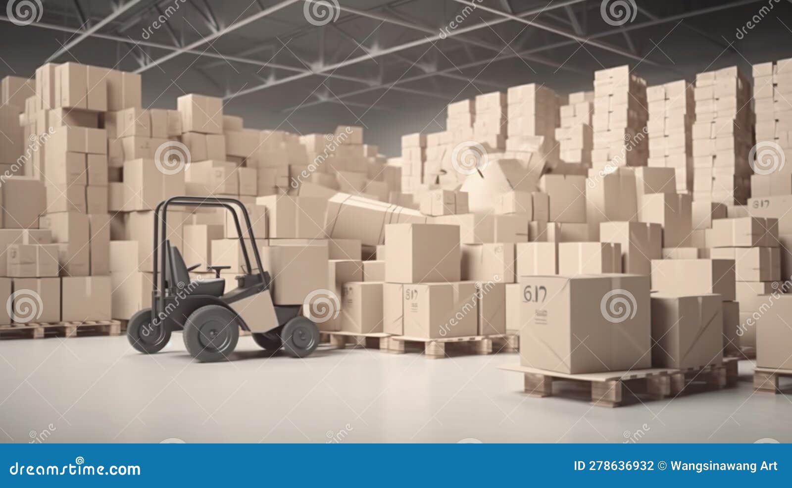 Logistic Concept, Cardboard Boxes Stacked in the Storage Warehouse , Ai ...
