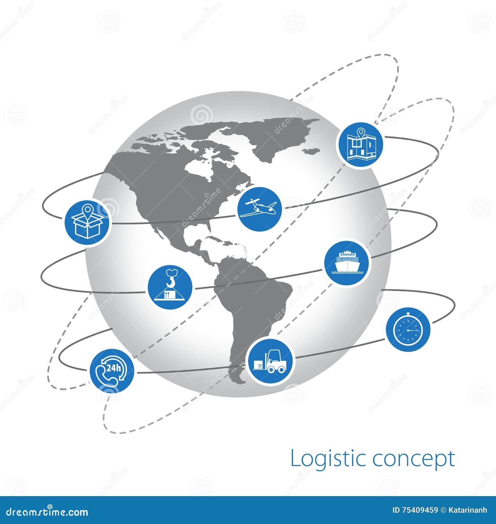 Logistic Concept. Set of Flat Logistics Icons Stock Vector ...