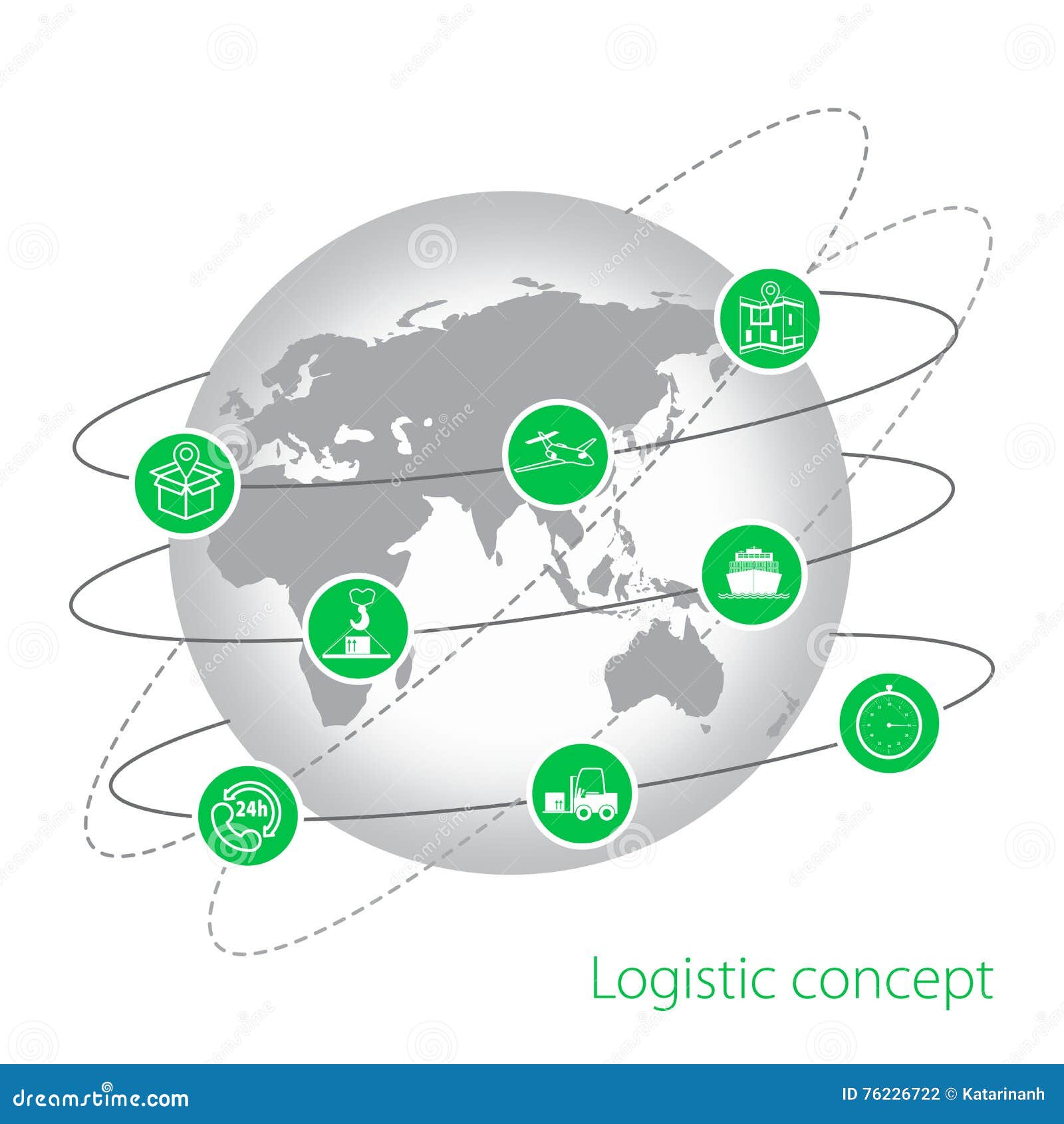 Logistic Concept. Set of Flat Logistics Icons Stock Vector ...