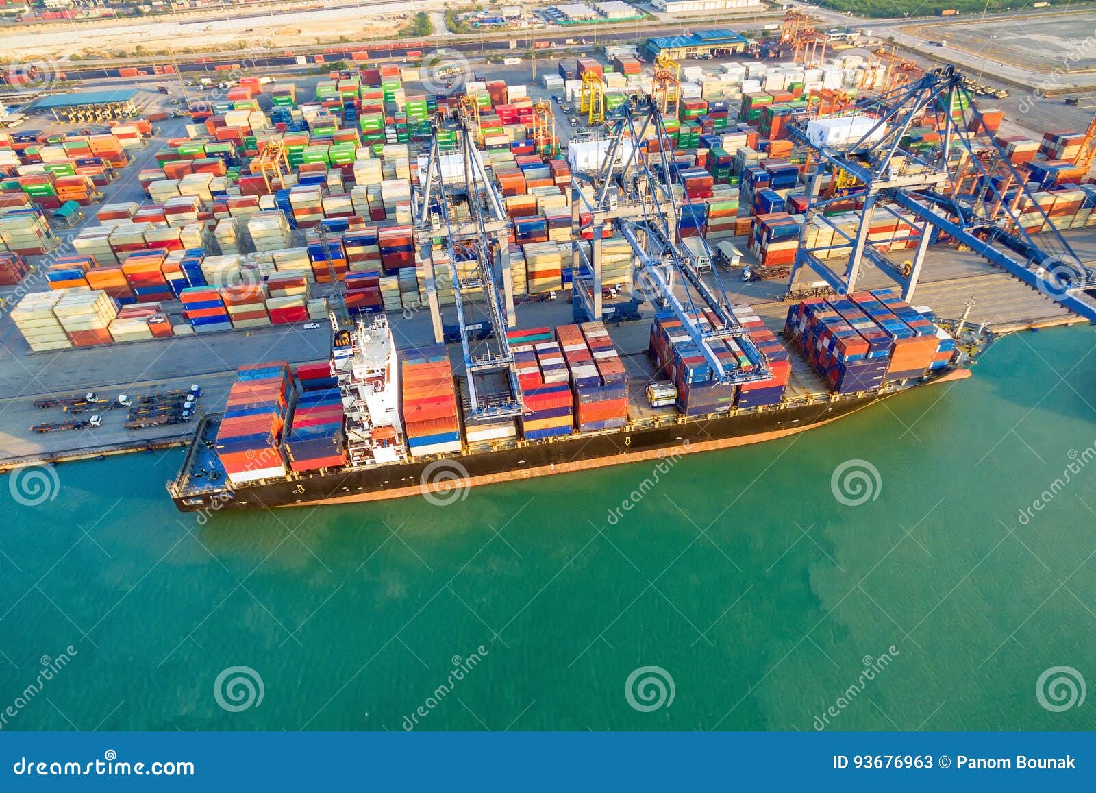 Logistic Container Shipping Boat At Shipping Yard Stock Image Image