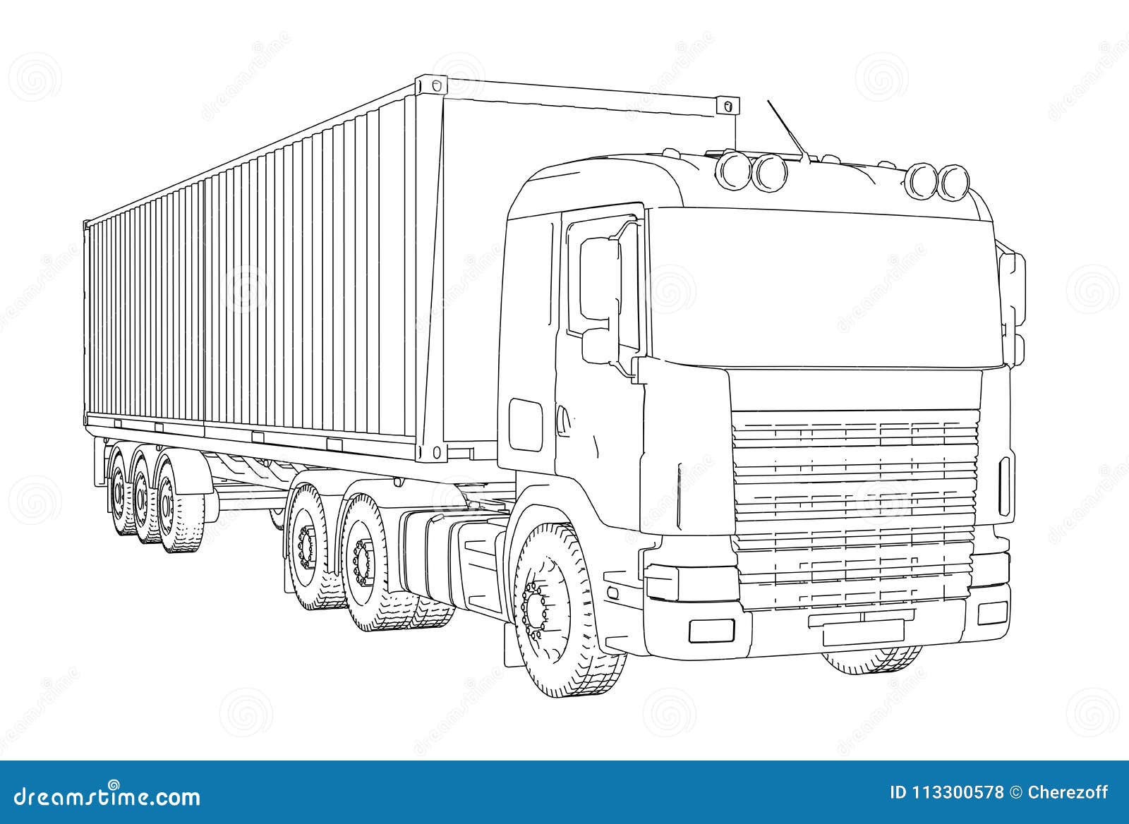 Logistic by Container Truck Stock Illustration - Illustration of export ...