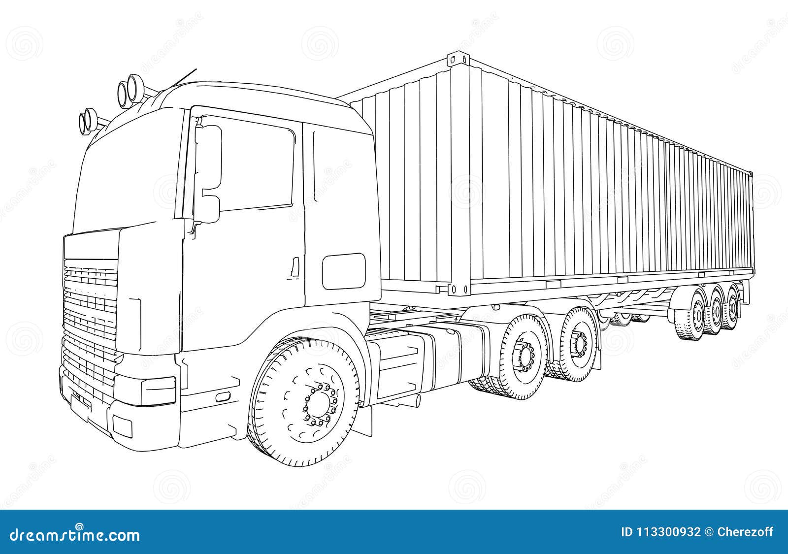 Logistic by Container Truck Stock Illustration - Illustration of ...