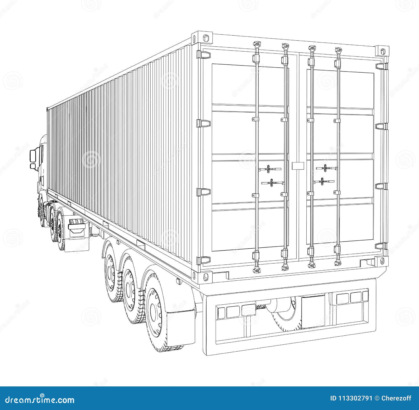 Logistic by Container Truck Stock Illustration - Illustration of simple ...