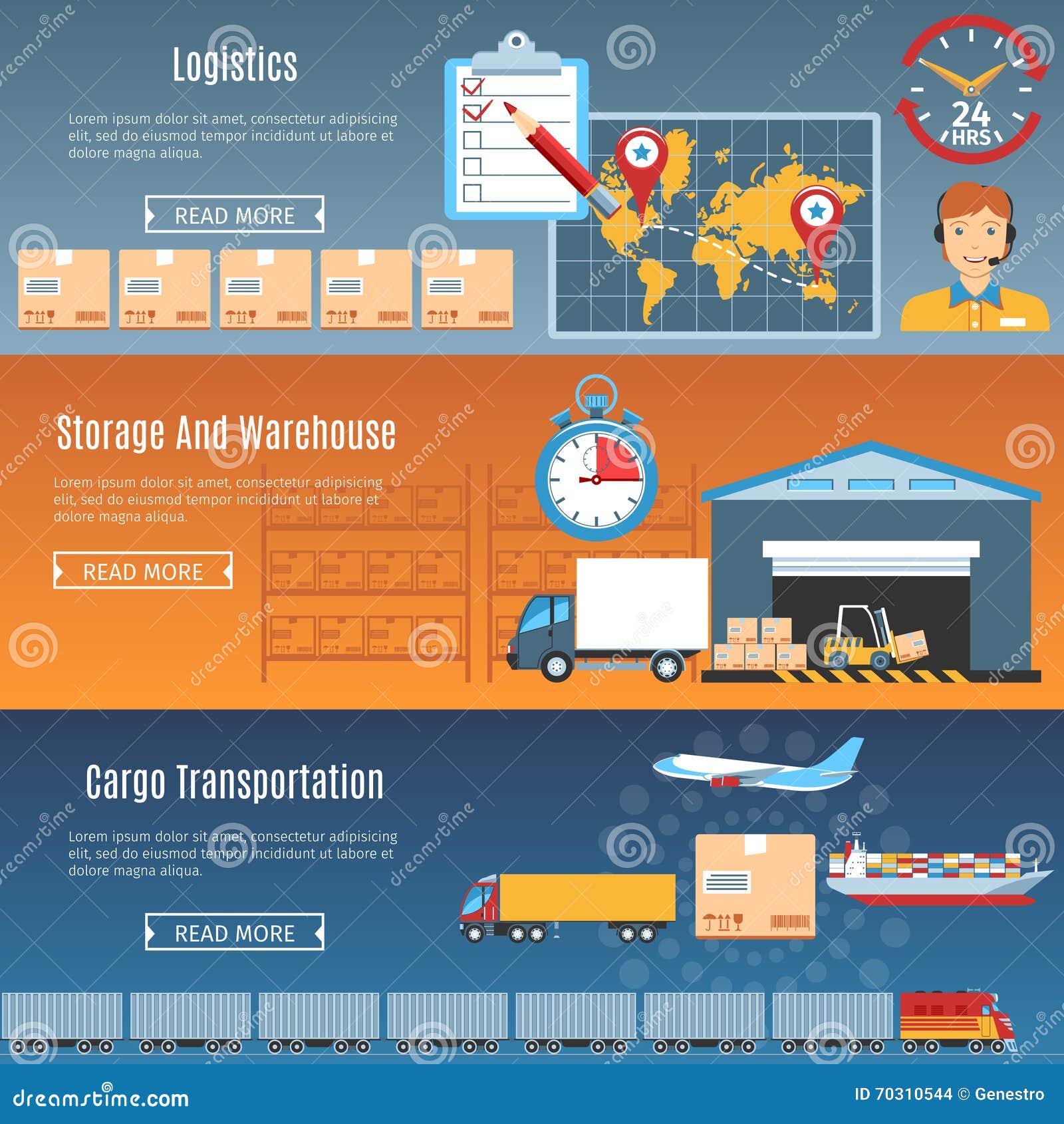 Colorful Logistic Warehouse Set Vector Illustration | CartoonDealer.com ...