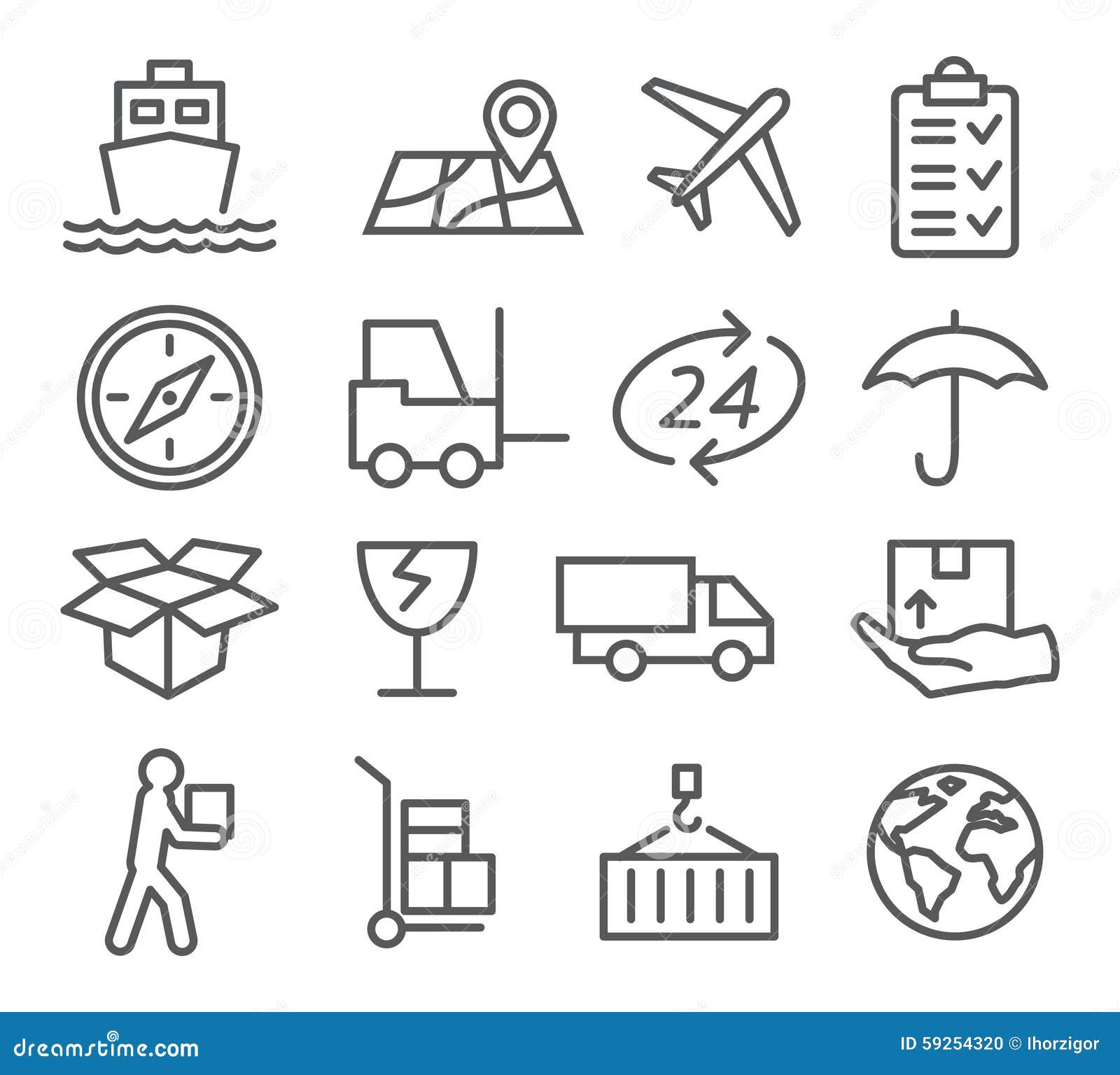 Delivery Line Vector Icons And Signs. Shipment, Messaging, Cargo ...