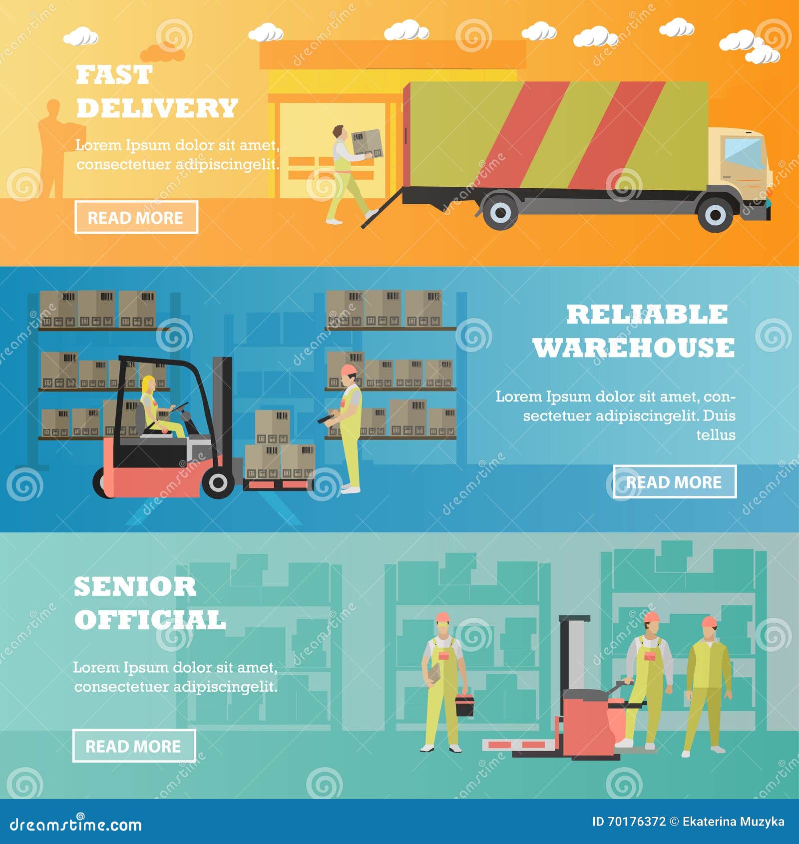 Logistic and Delivery Service Concept Banner. Warehouse Interior Stock ...