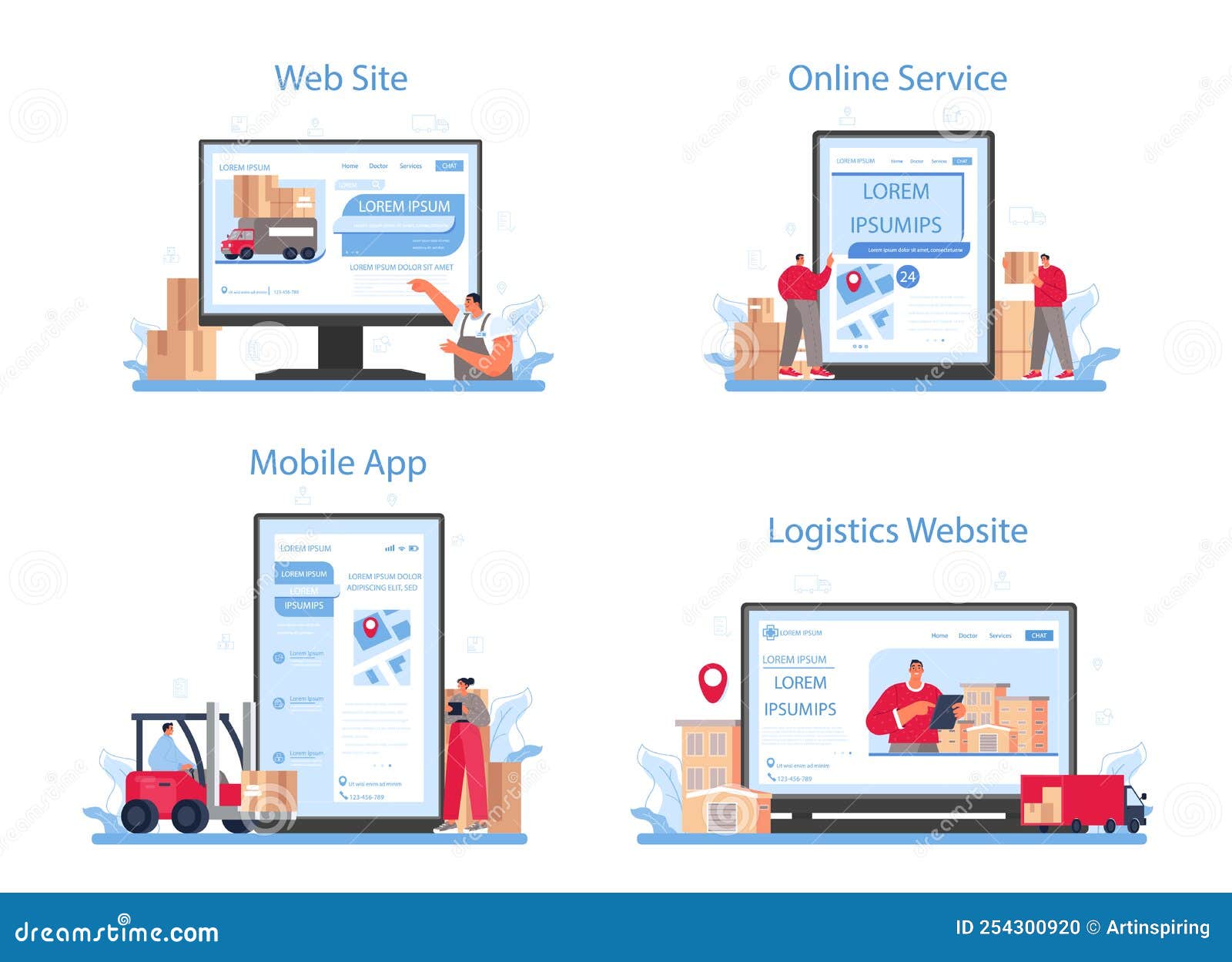 Logistic and Delivery Service Online Service or Platform Set Stock ...