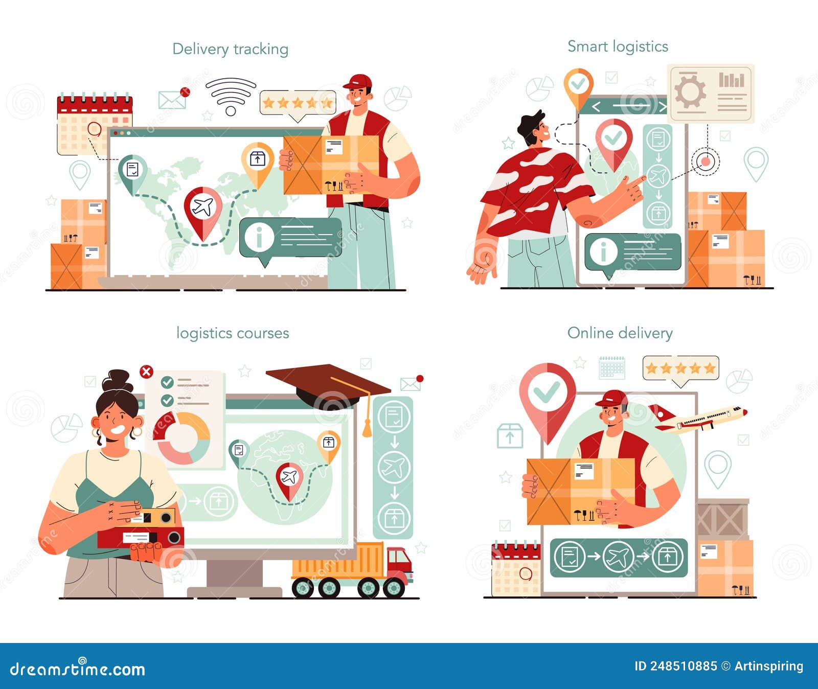 Logistic and Delivery Service Online Service or Platform Set Stock ...