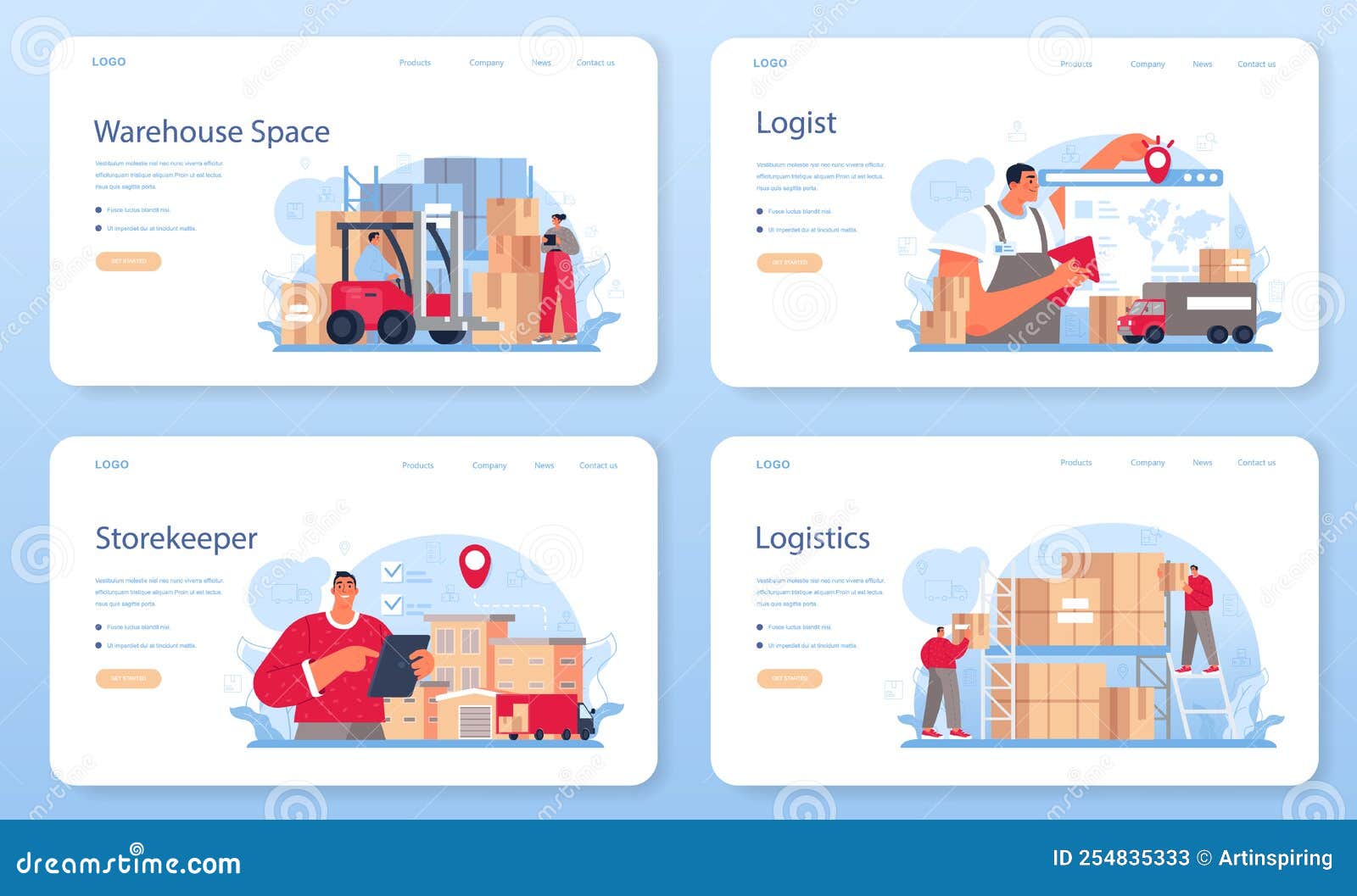 Logistic and Delivery Service Web Banner or Landing Page Set. Stock ...