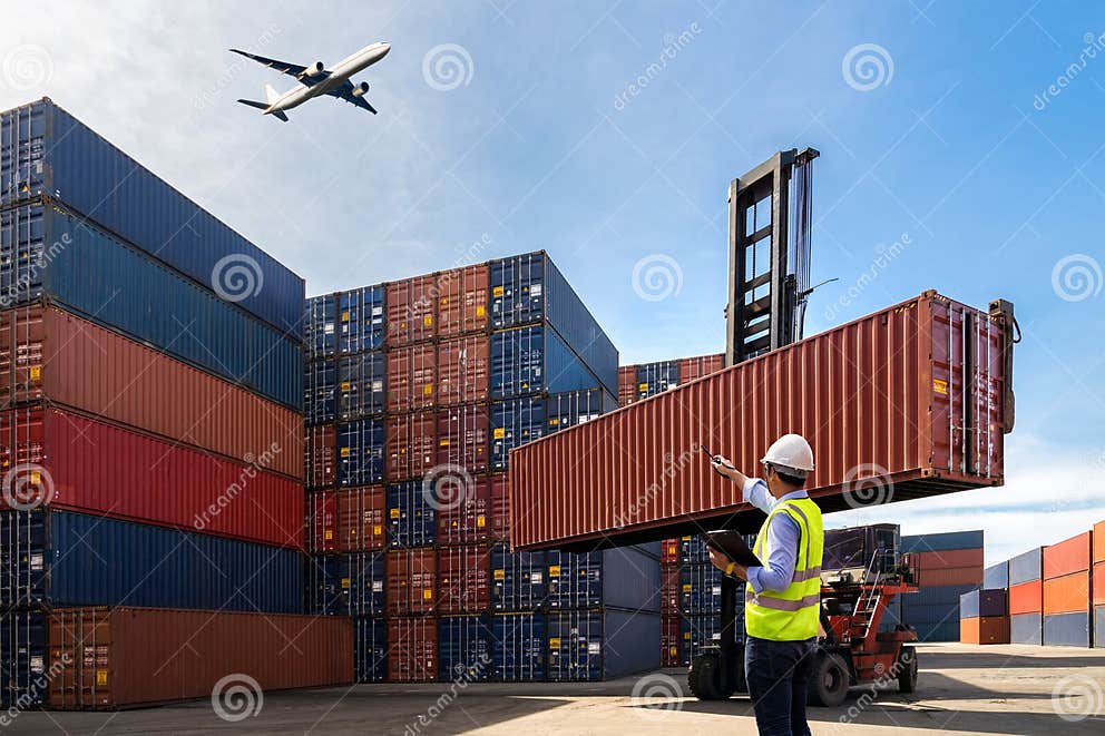 Logistic Export Import Concept Stock Photo - Image of truck, industrial ...