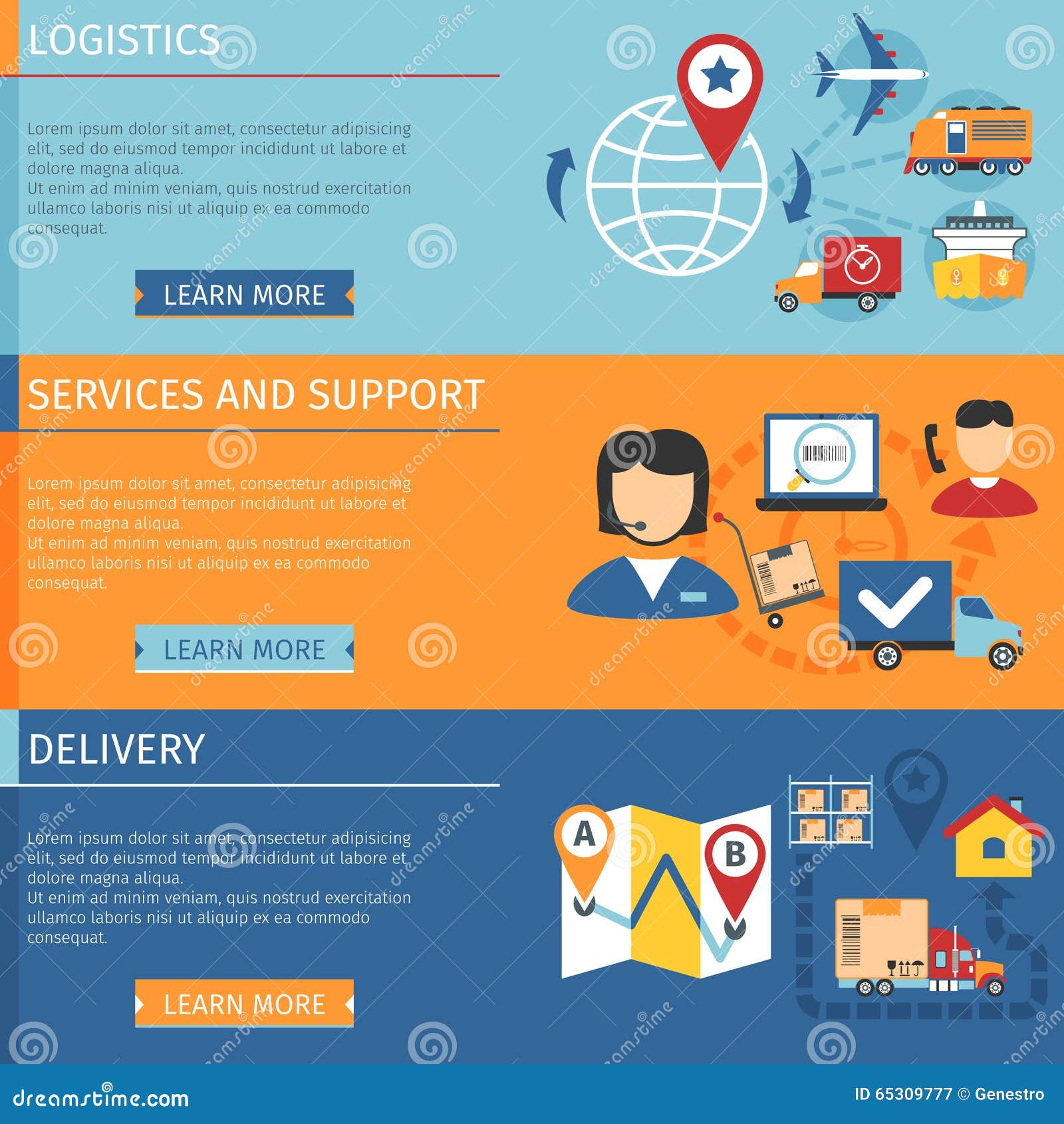 Logistic Flat Horizontal Banner Stock Vector - Illustration of ...