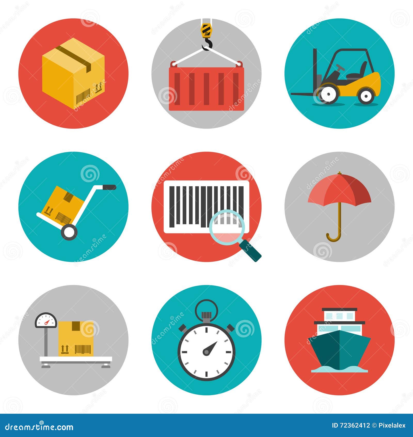 Logistic flat icons stock vector. Illustration of logistics - 72362412