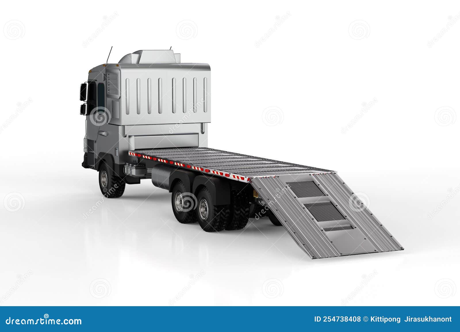 Flatbed Trailer Tractor Truck Cartoon Vector | CartoonDealer.com #117609793