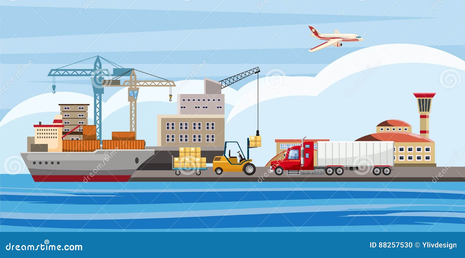 Logistic Horizontal Banner Route, Cartoon Style | CartoonDealer.com ...