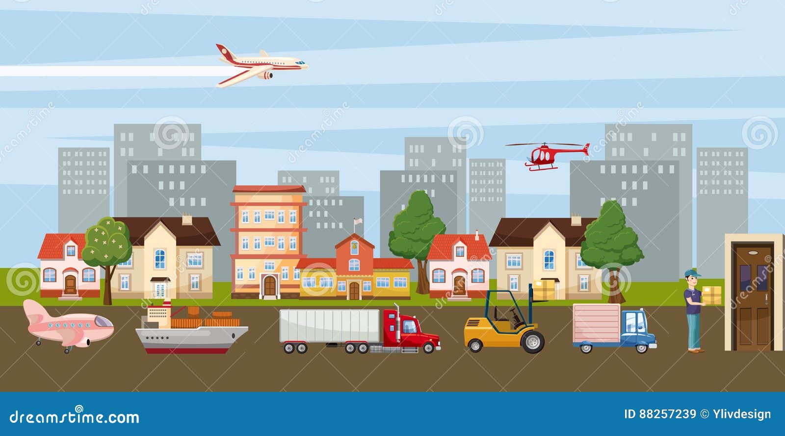 Logistic Horizontal Banner Route, Cartoon Style | CartoonDealer.com ...