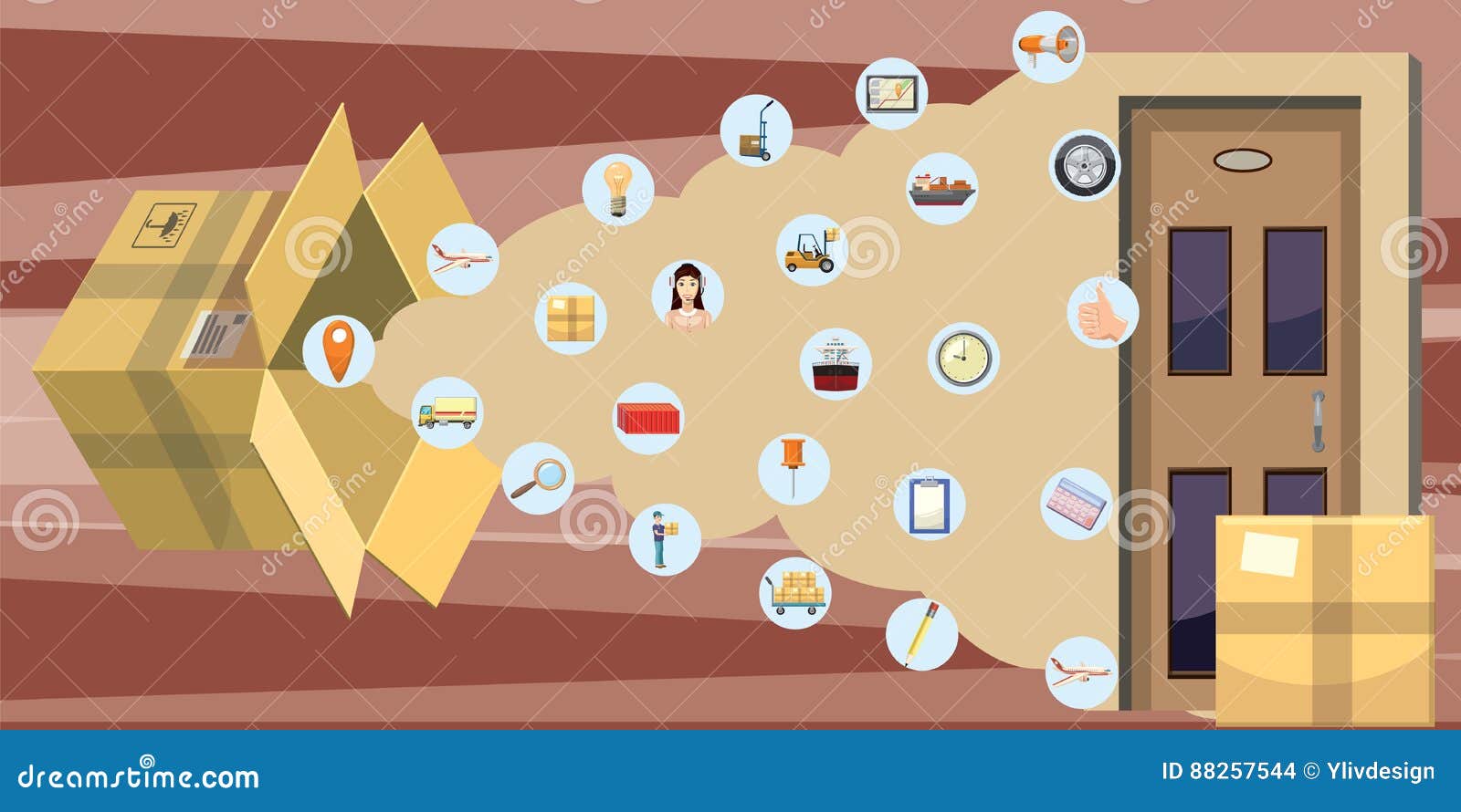 Logistic Horizontal Banner Route, Cartoon Style | CartoonDealer.com ...