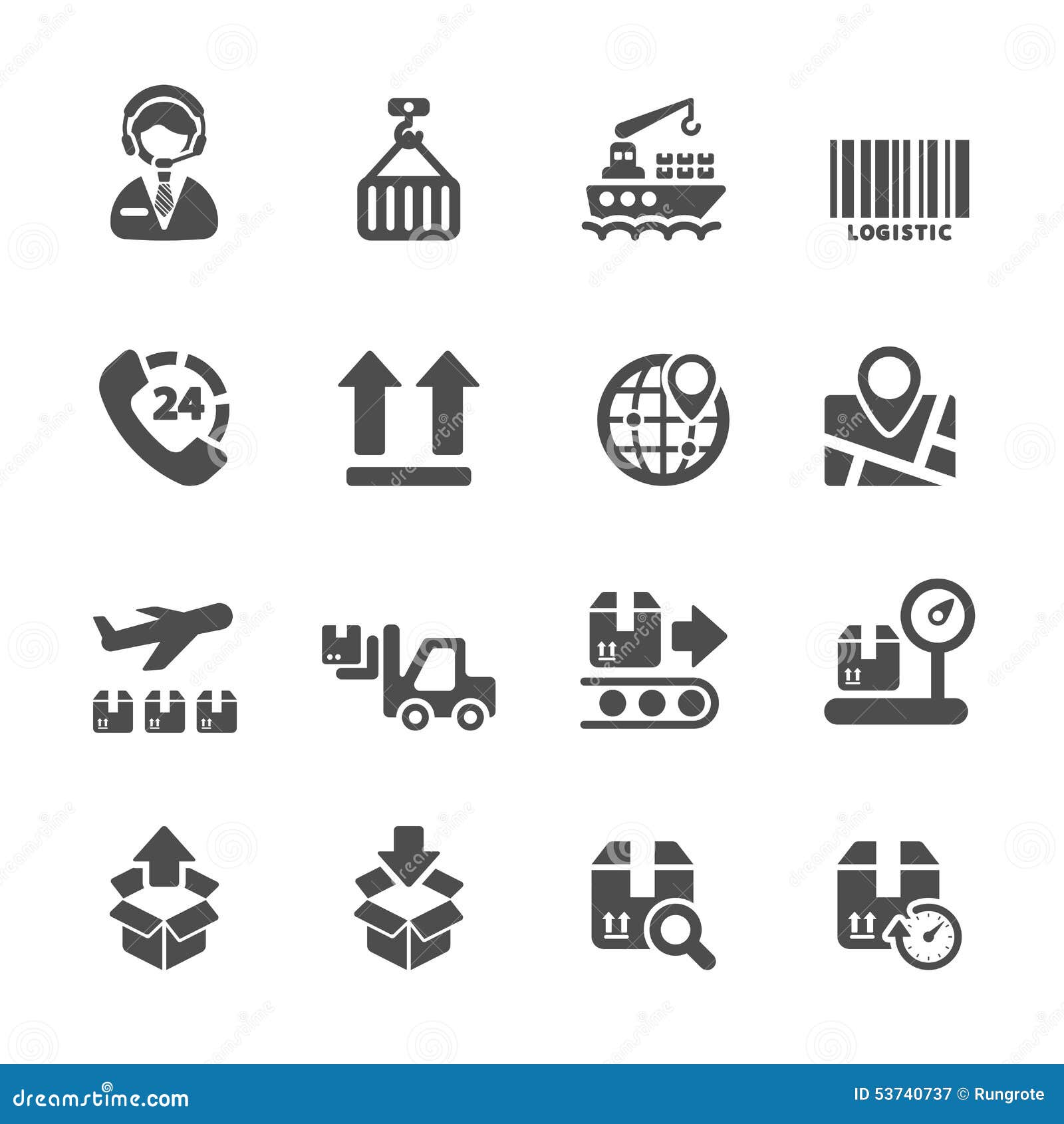 Logistic Icon Set. Warehouse Delivery Boxes Containers And Transport ...
