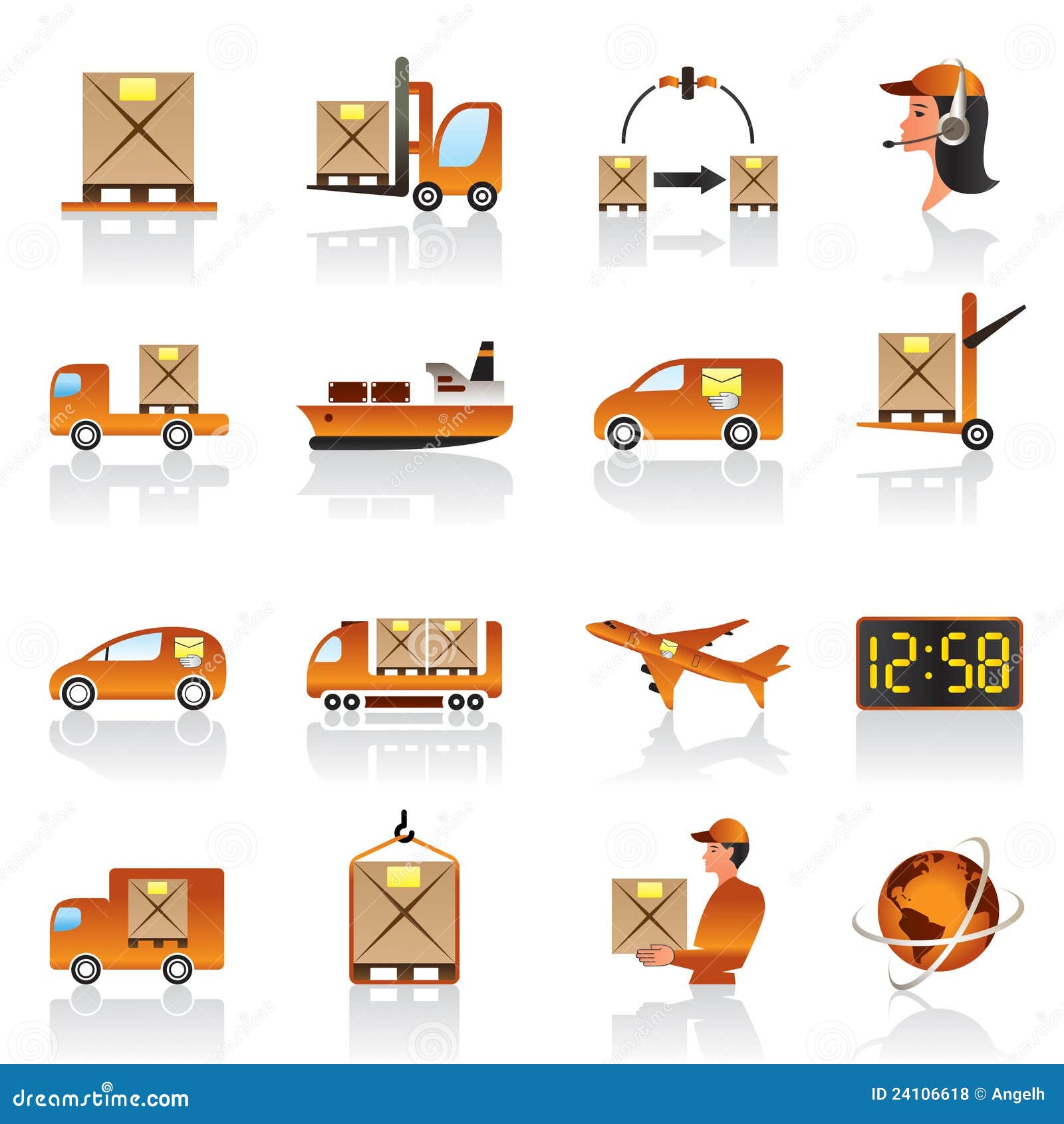 Logistic icons set stock vector. Illustration of parcel - 24106618
