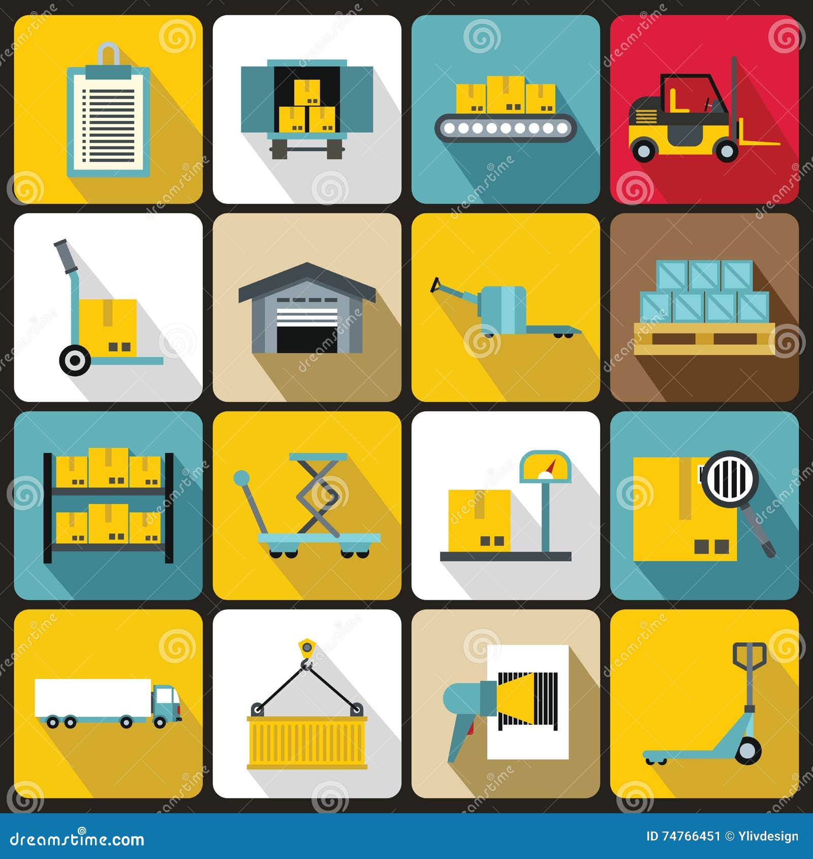 Logistic Icons Set, Flat Style Stock Vector - Illustration of industry ...