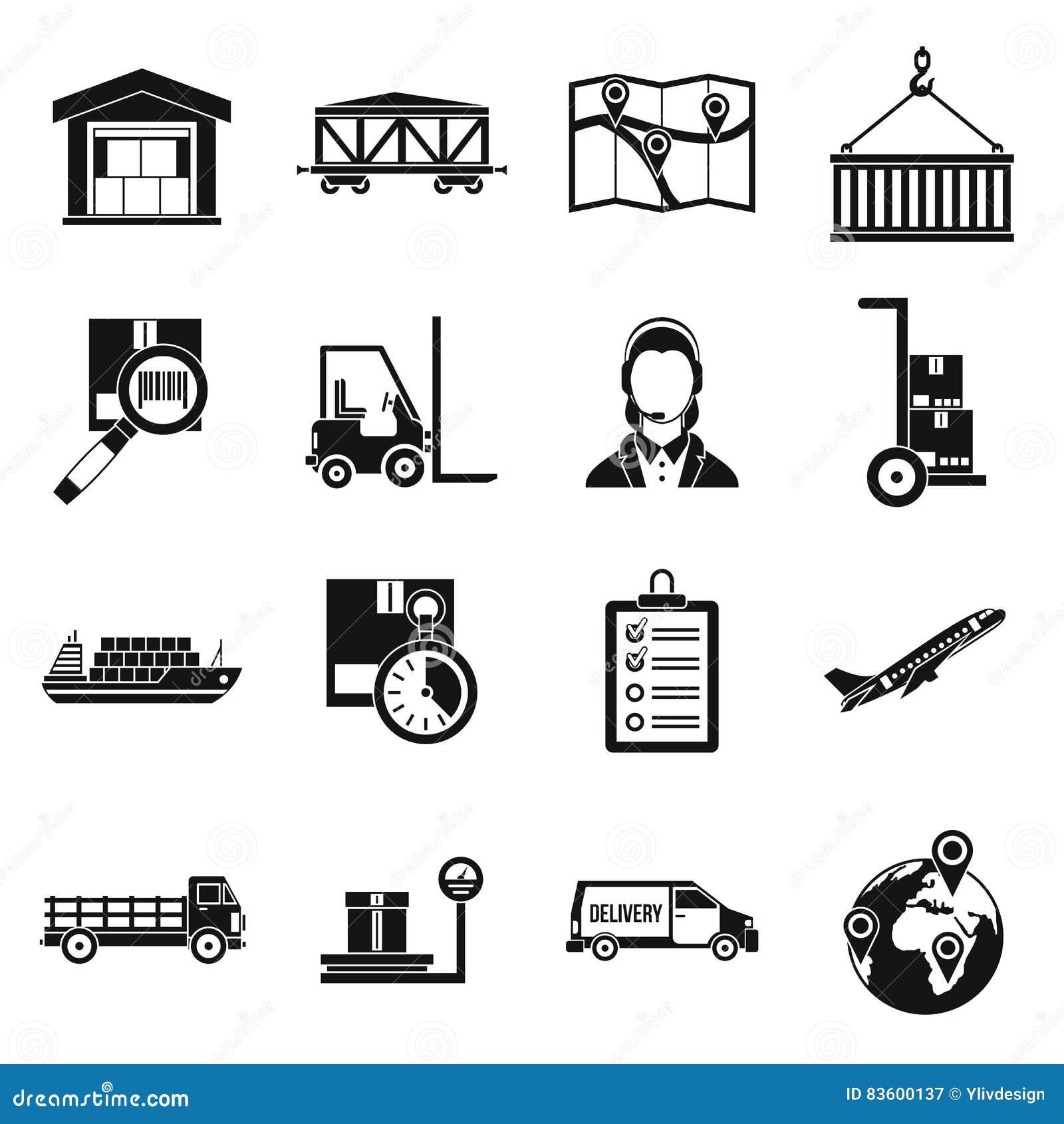 Logistic Icons Set, Simple Style Stock Vector - Illustration of cargo ...