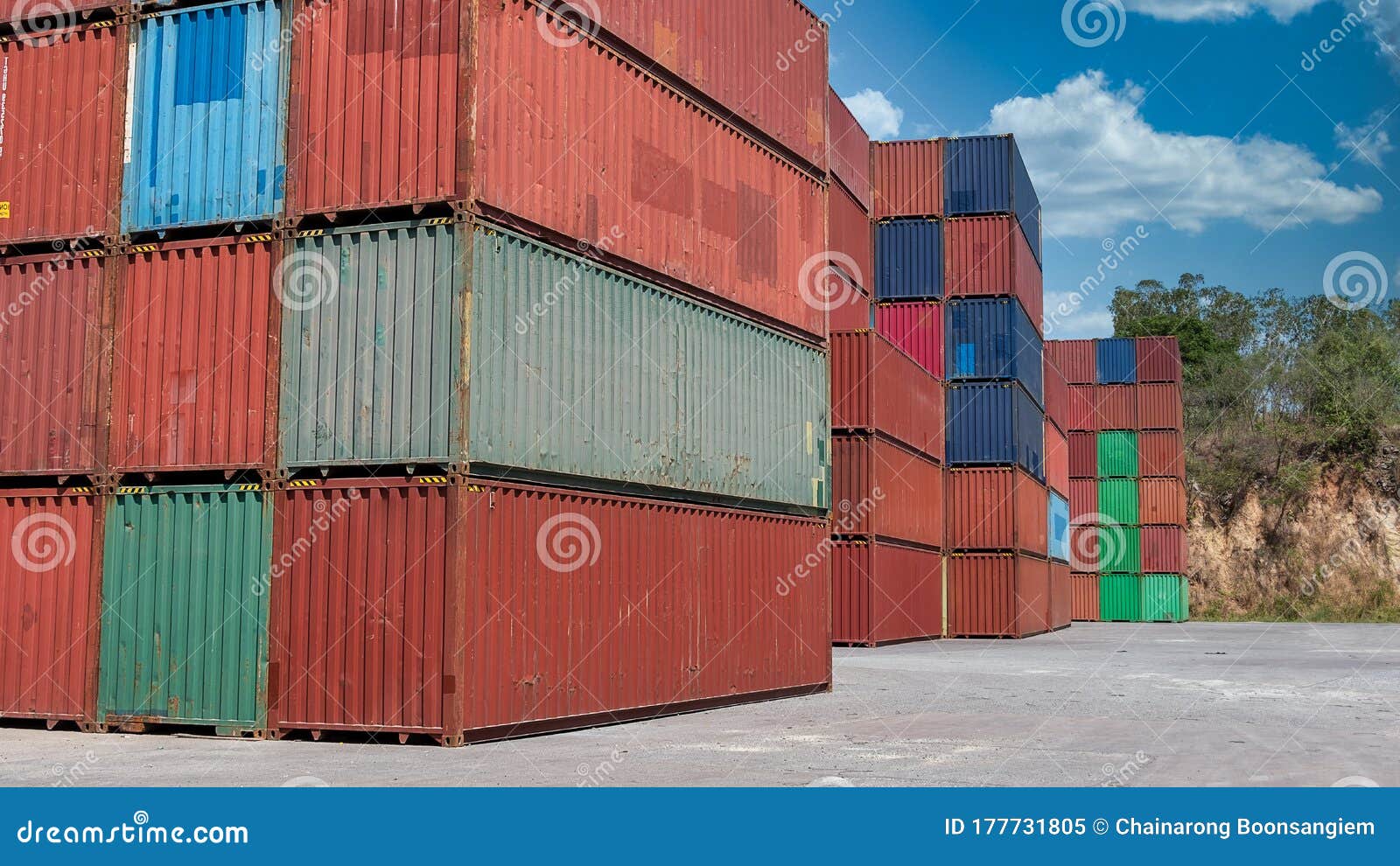 Logistic Industrial Container Yard Stock Image - Image of commerce ...