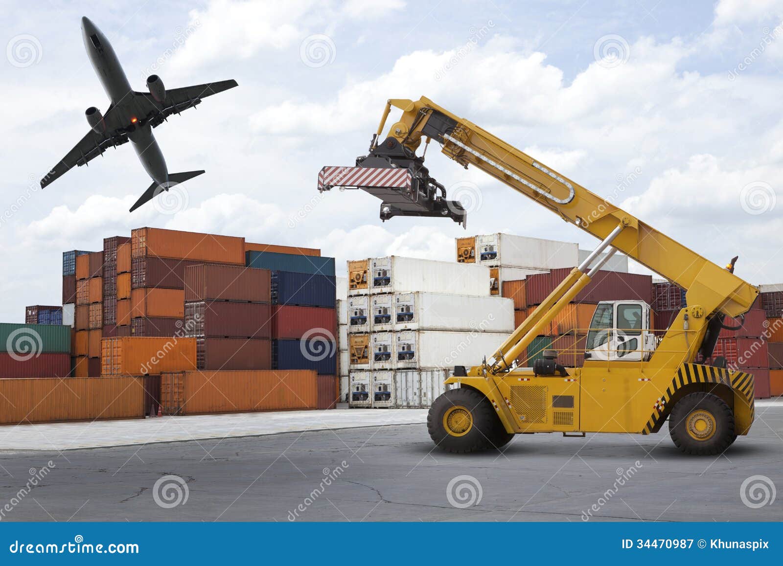 Logistic Industry Port with Stack of Container Use for Transport ...