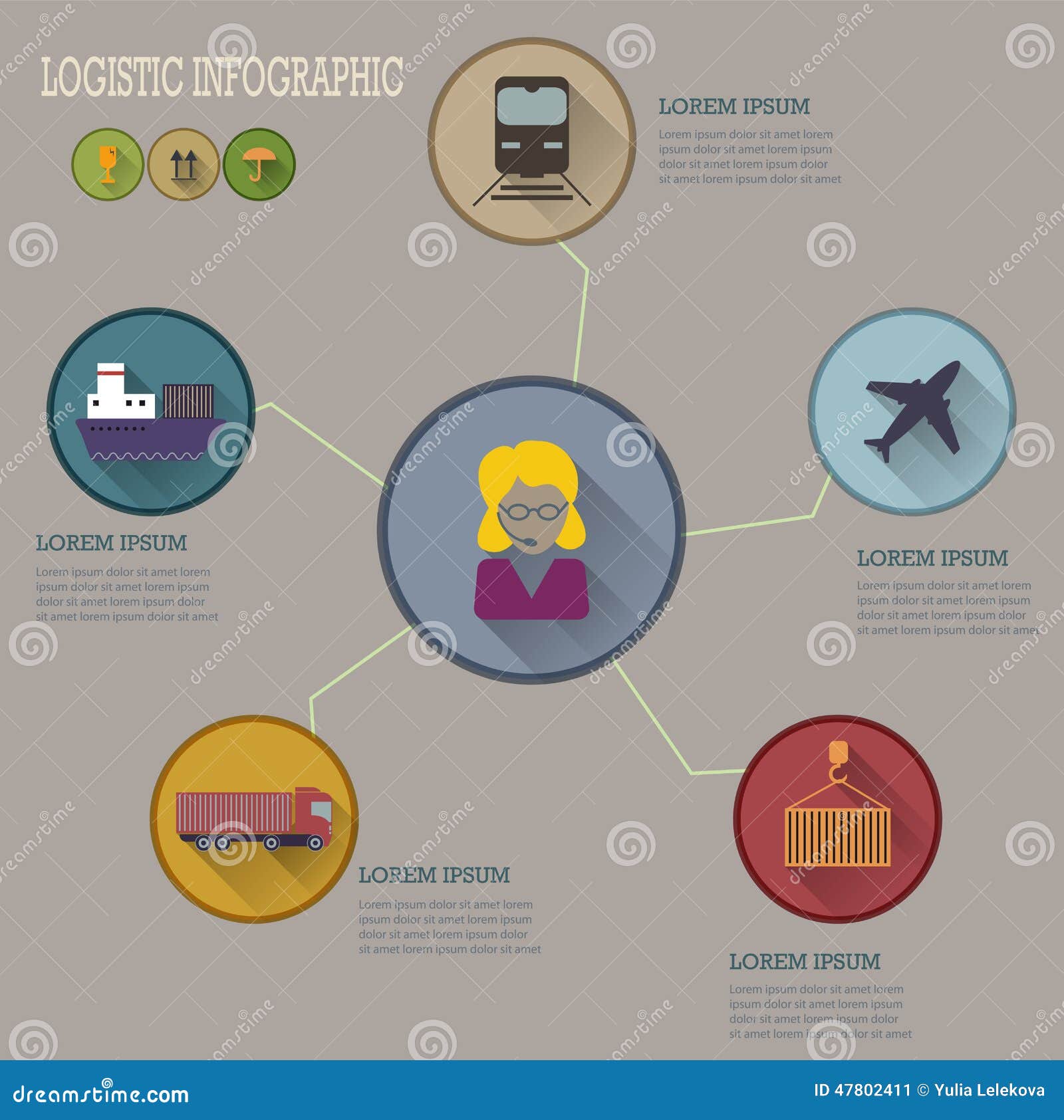 Logistic Infographic Flat Icons Set Stock Vector - Illustration of ...