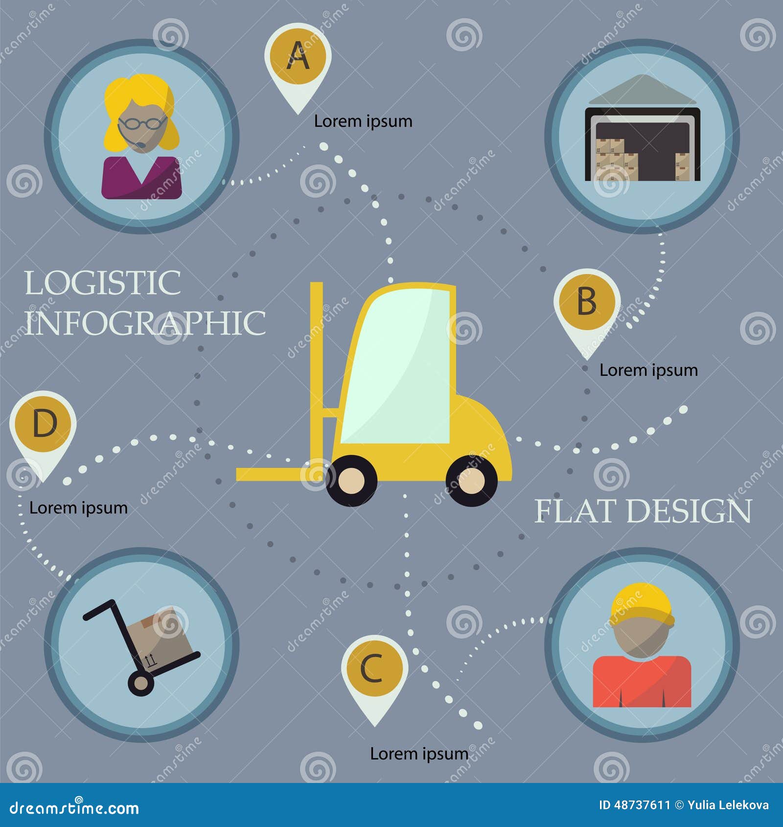 Logistic Infographic Flat Icons Set Stock Vector - Illustration of ...