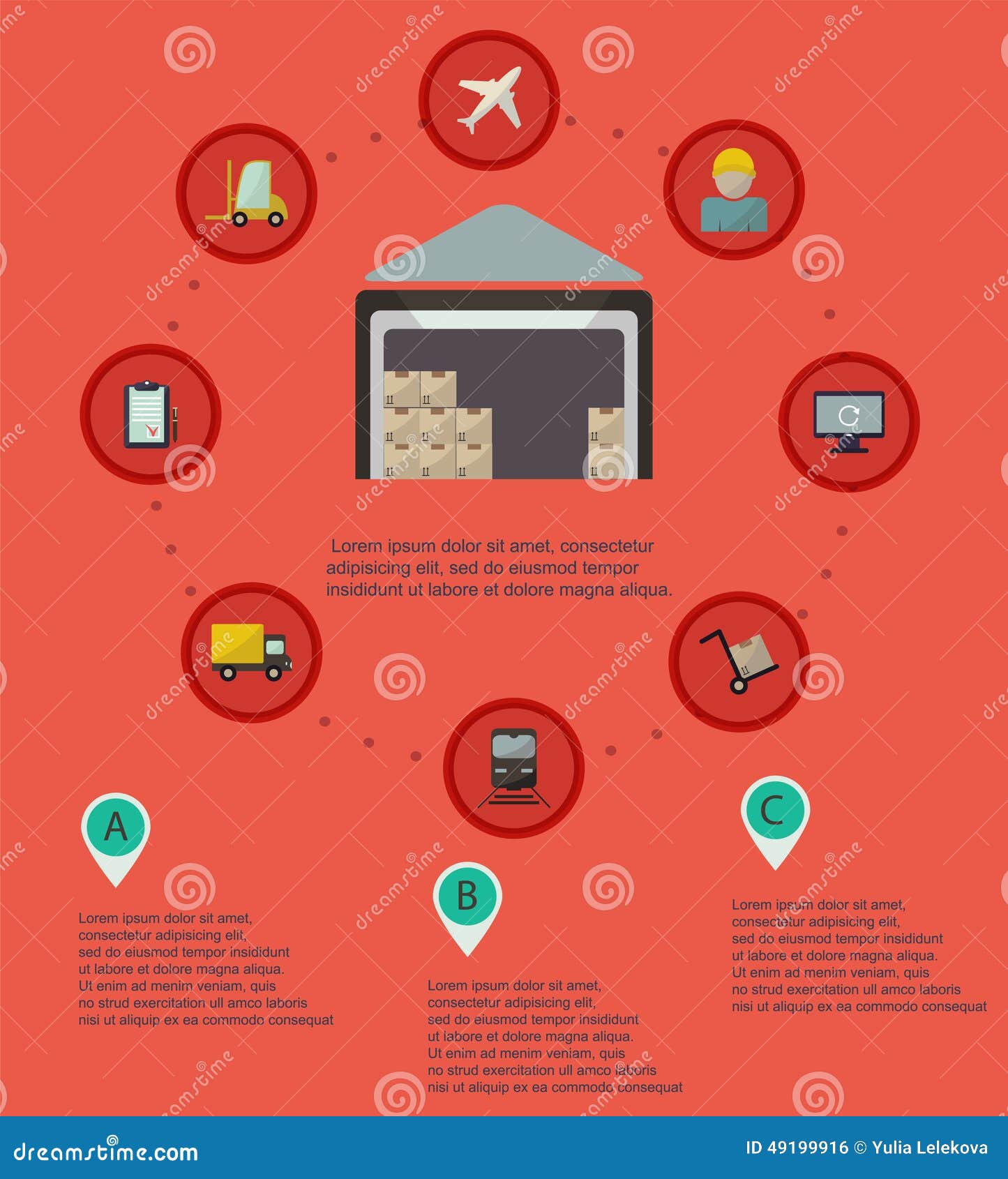 Logistic Infographic Flat Icons Set Stock Vector - Illustration of ...