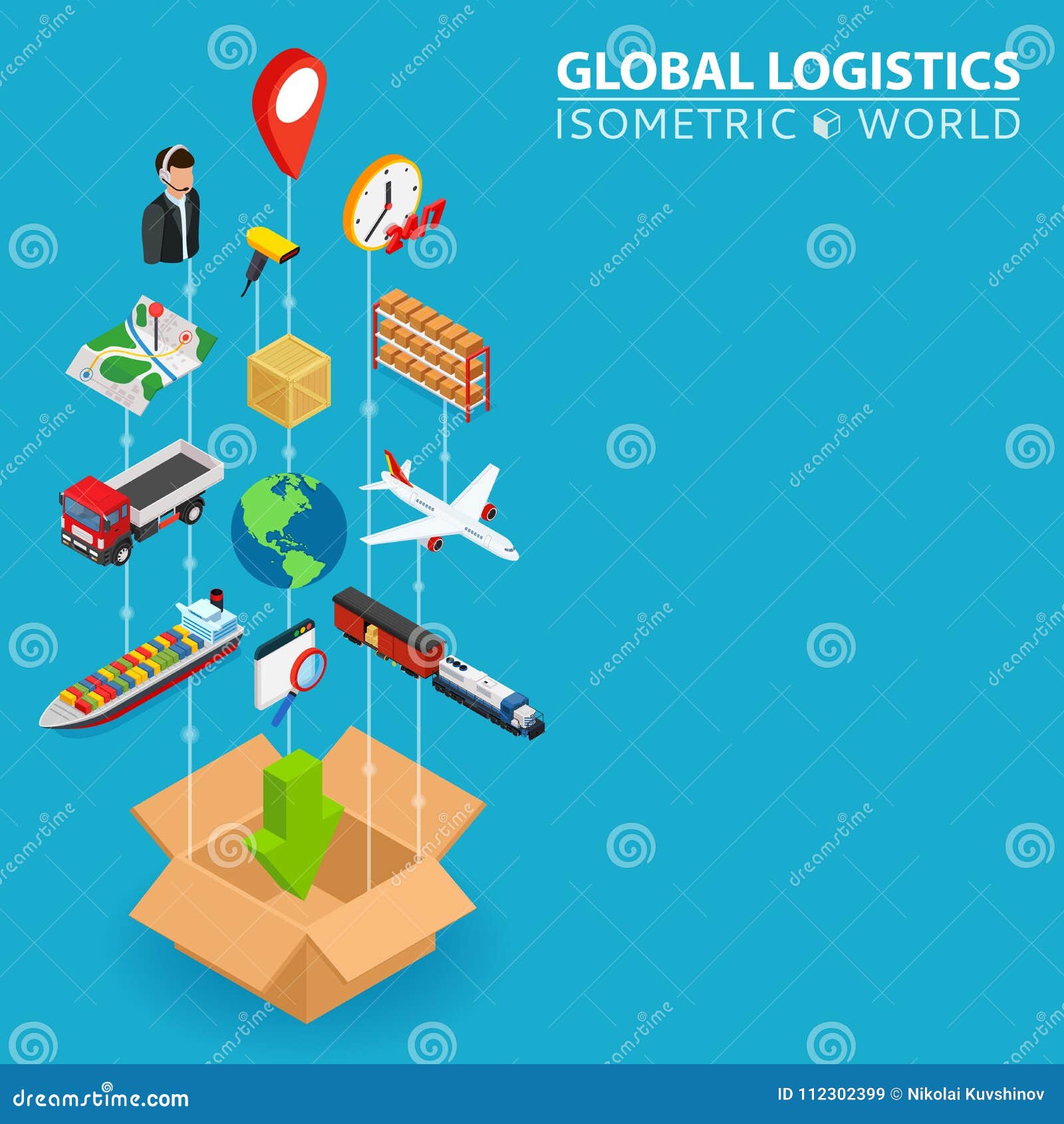 Logistic Integrated Thin Line Symbols. Vector Illustration ...