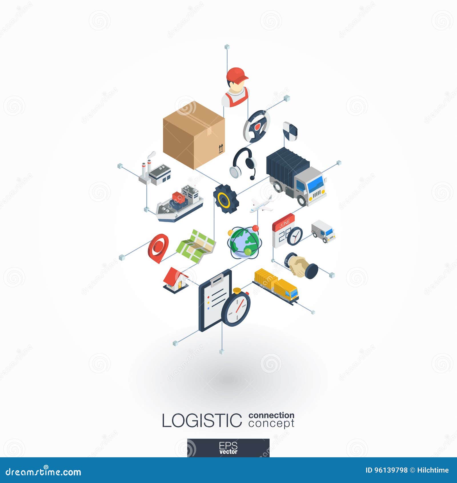 Logistic Integrated 3d Web Icons. Digital Network Isometric Concept ...