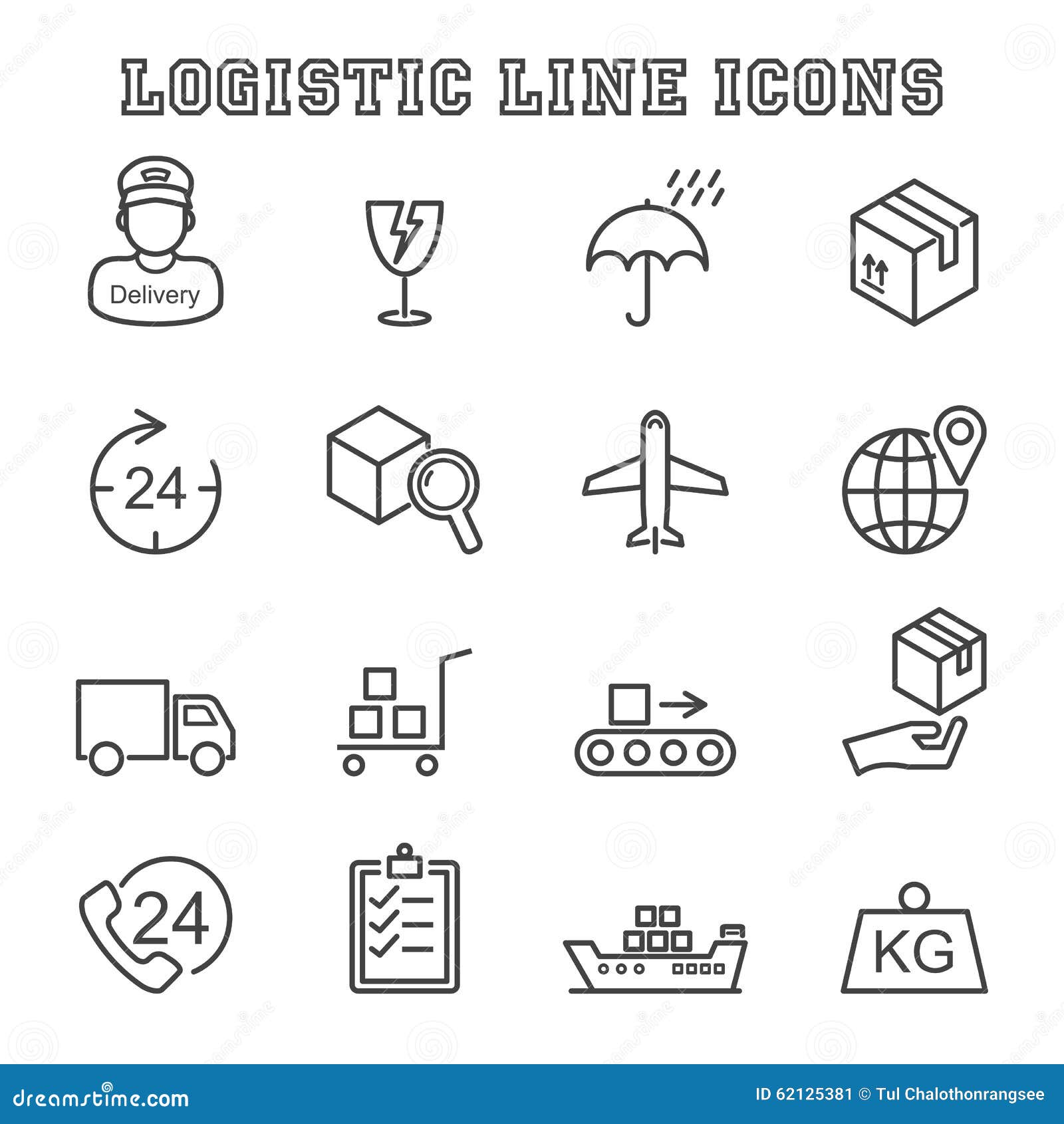 Logistic line icons stock vector. Illustration of customer - 62125381