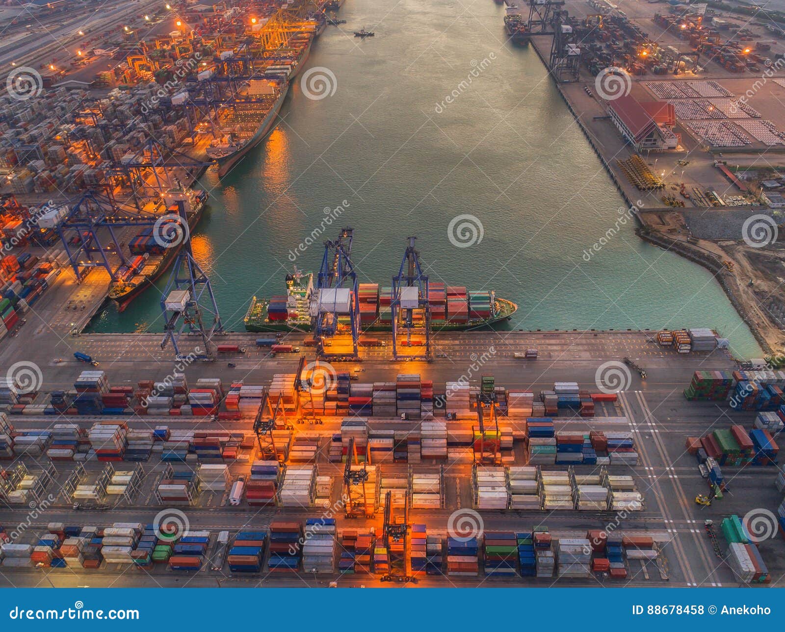 Logistic port stock photo. Image of drone, international - 88678458