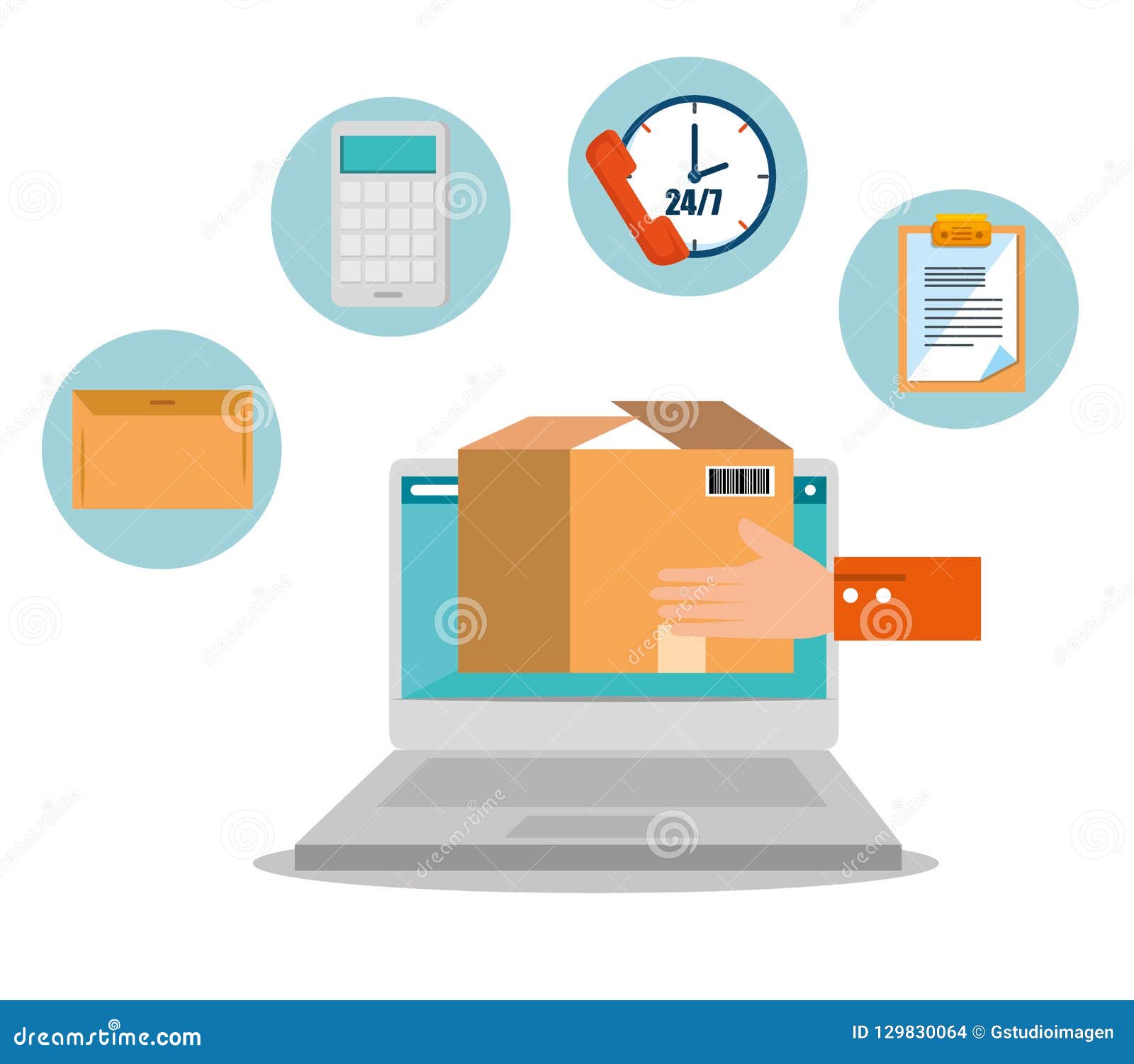 Logistic Services with Laptop Stock Vector - Illustration of deliver ...