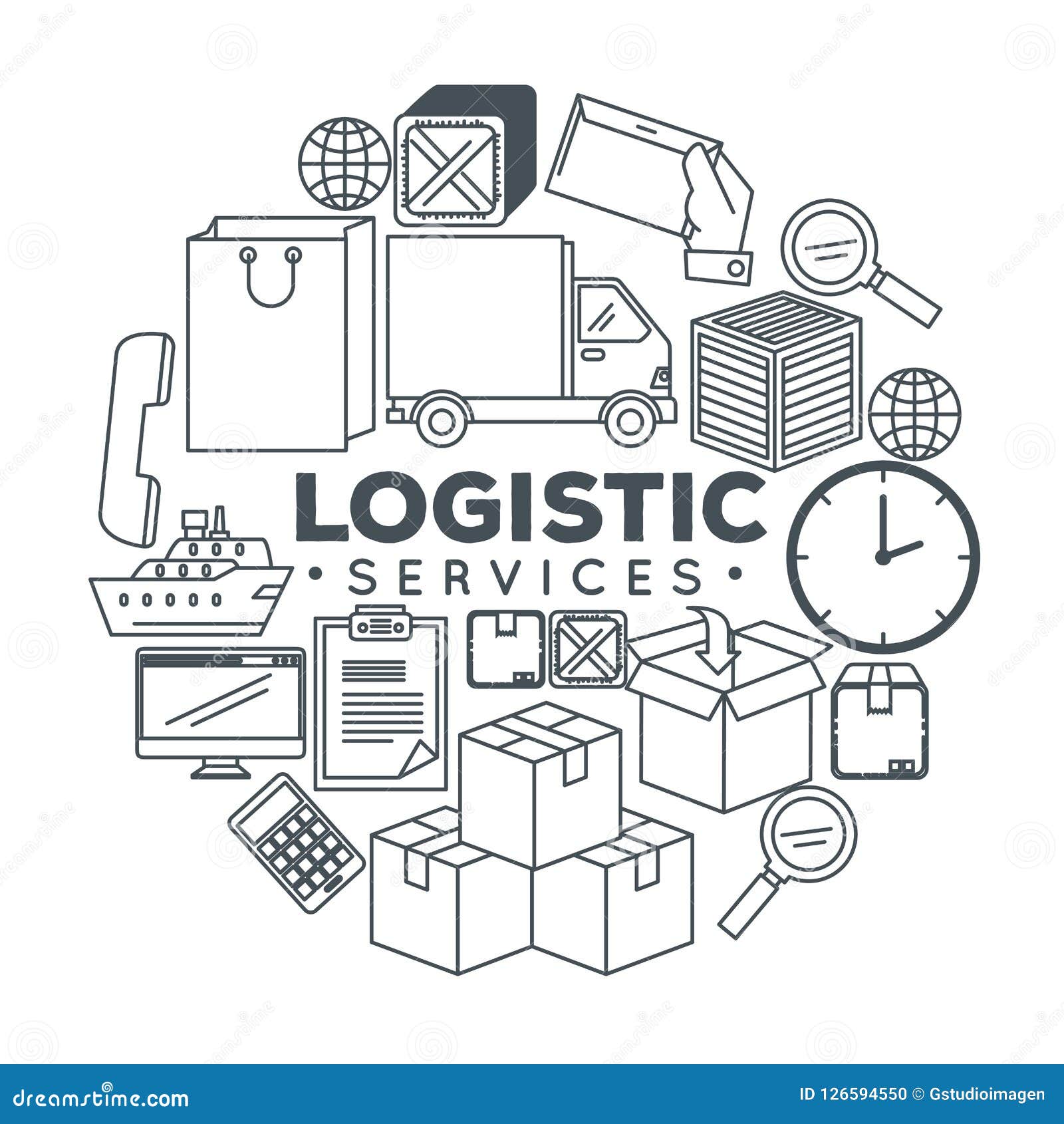 Logistic Services Set Icons Stock Vector - Illustration of express ...