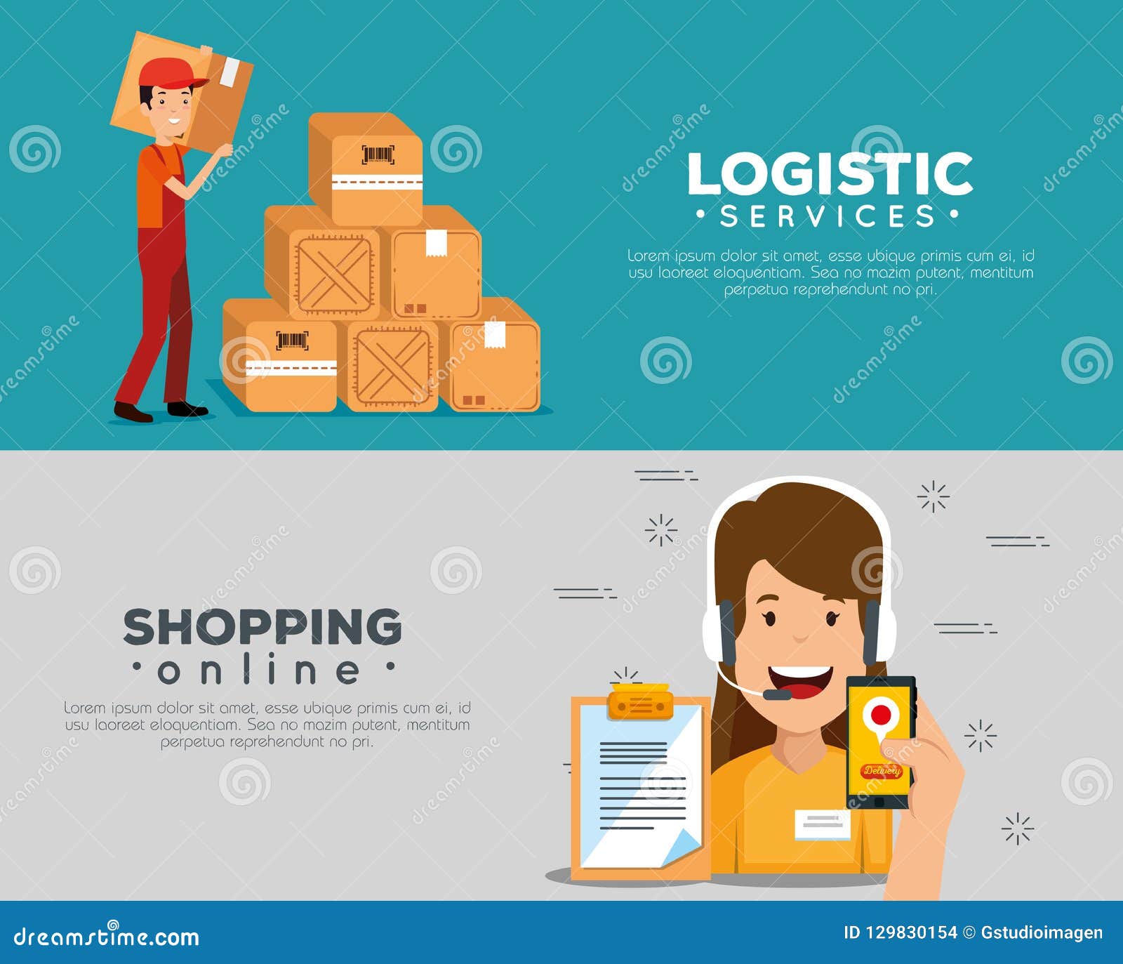 Logistic Services with Support Agent Stock Vector - Illustration of ...