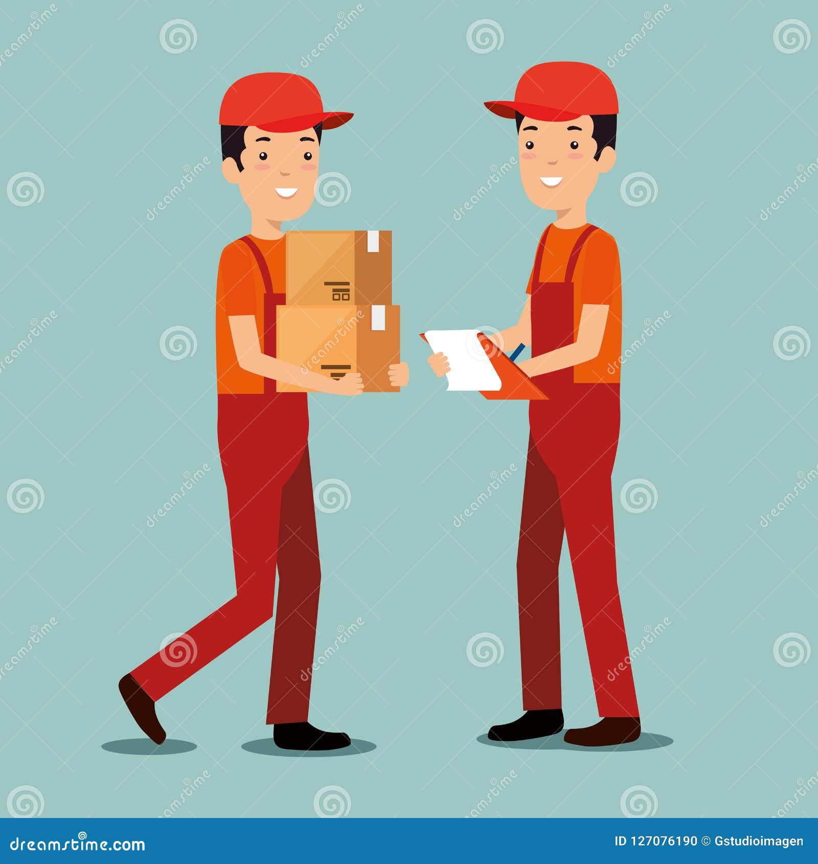 Logistic Services with Team Delivery Workers Stock Vector ...
