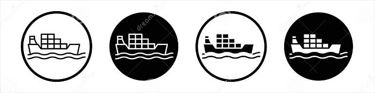 Logistic Ship Thin Line Vector Icon Set Stock Vector - Illustration of ...