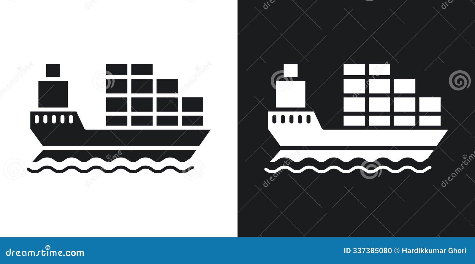 Logistic Ship Thin Line Vector Icon Set Stock Vector - Illustration of ...